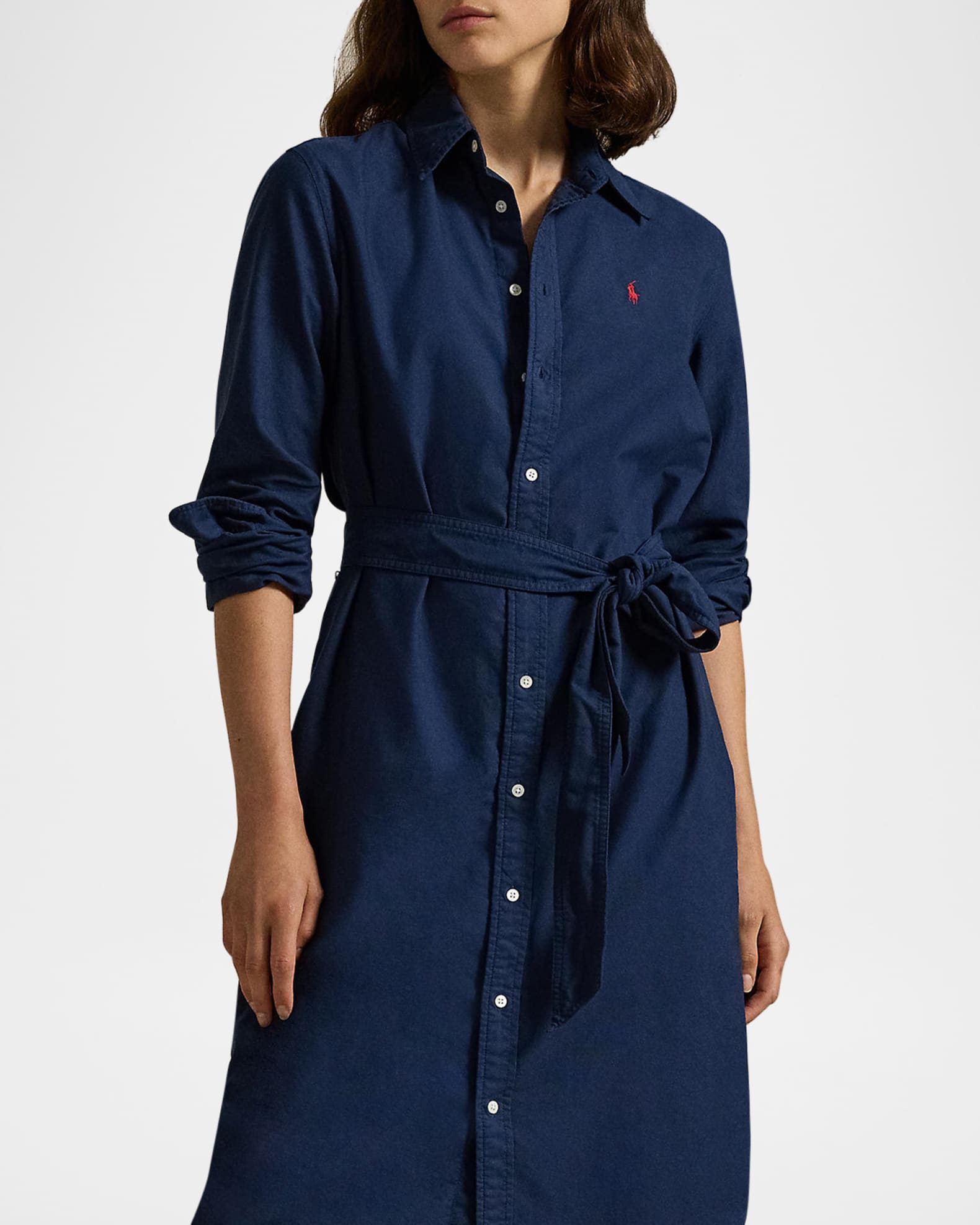Polo Ralph Lauren Cotton Oxford Belted Shirtdress | Neiman Marcus