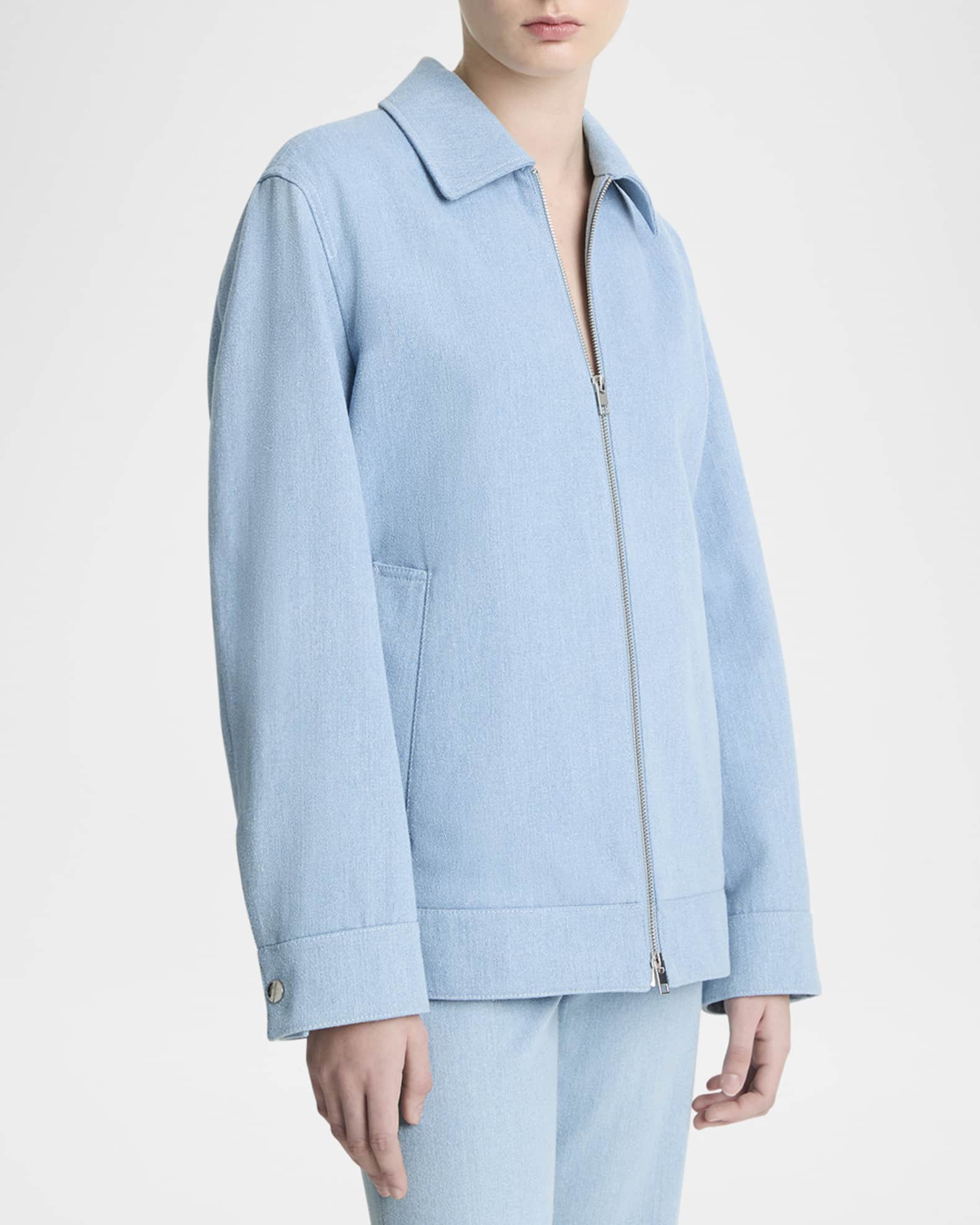 Vince Zip-Front Twill Jacket | Neiman Marcus