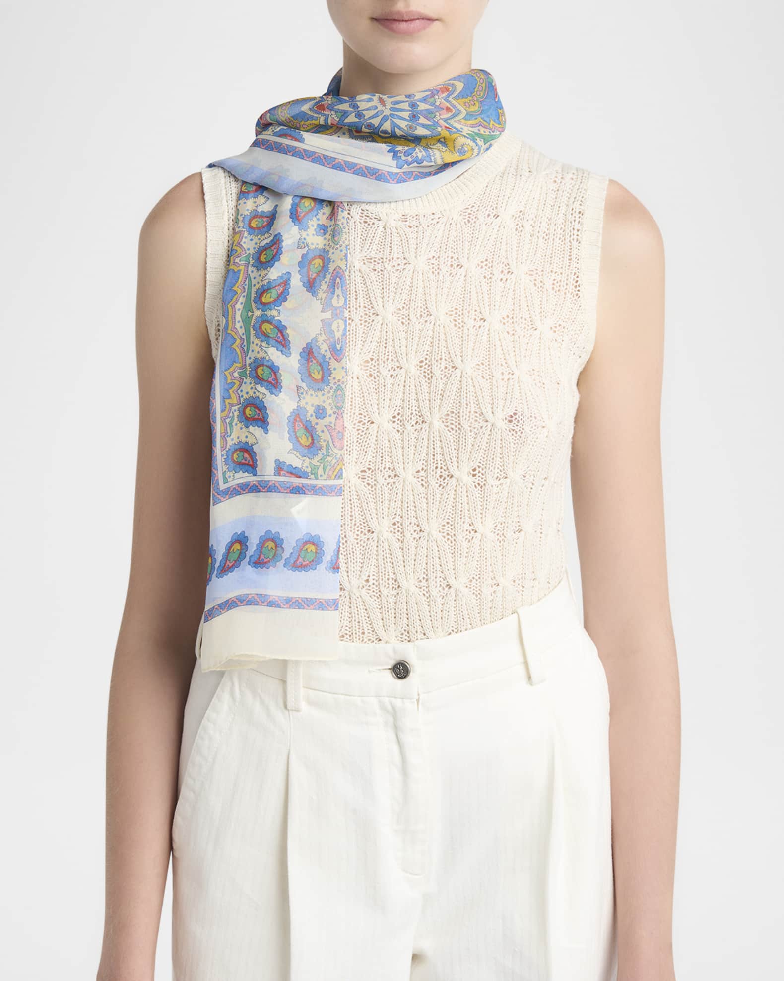 Etro Tosca Paisley-Print Silk Scarf | Neiman Marcus