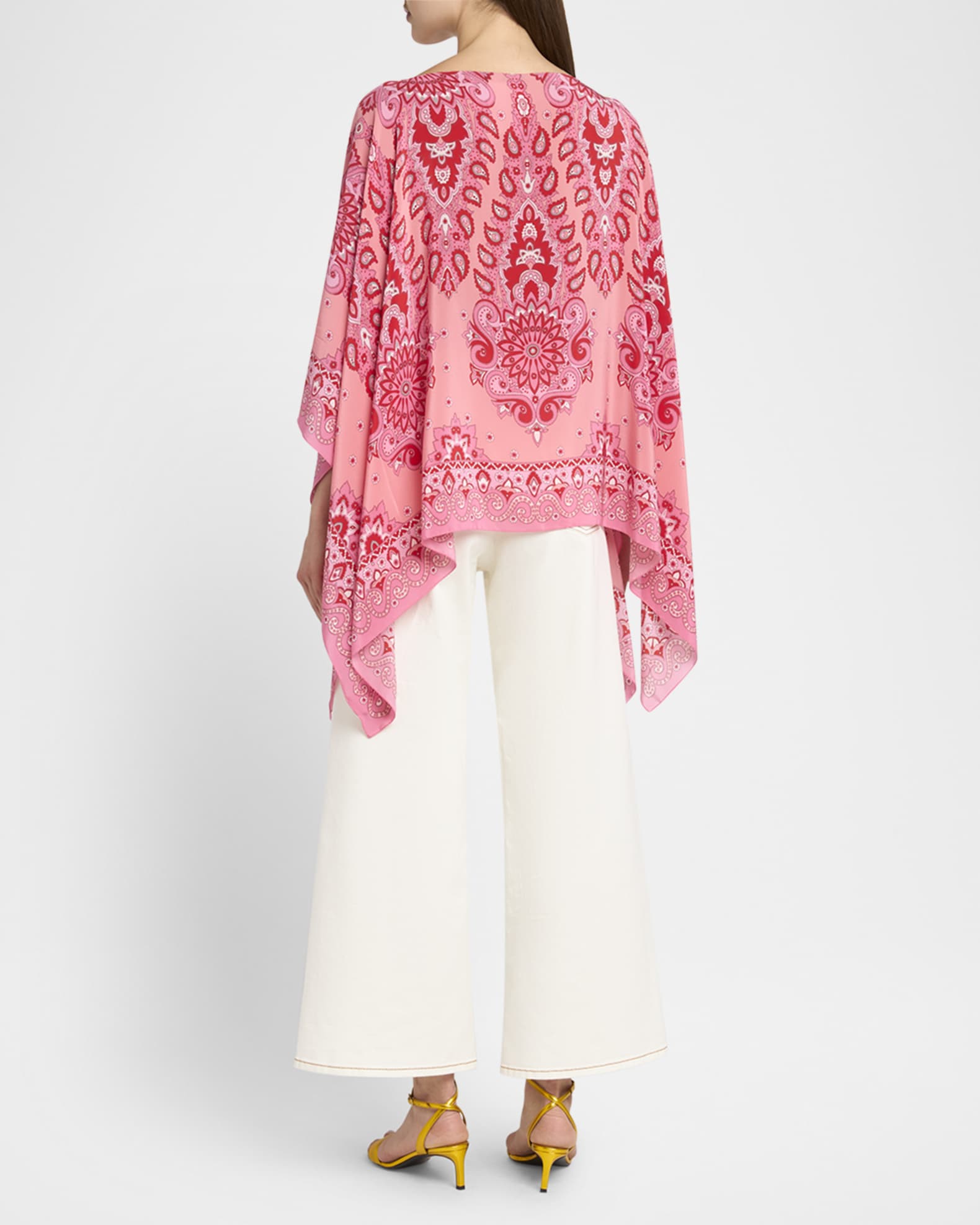 Etro Pink Paisley Silk Poncho | Neiman Marcus