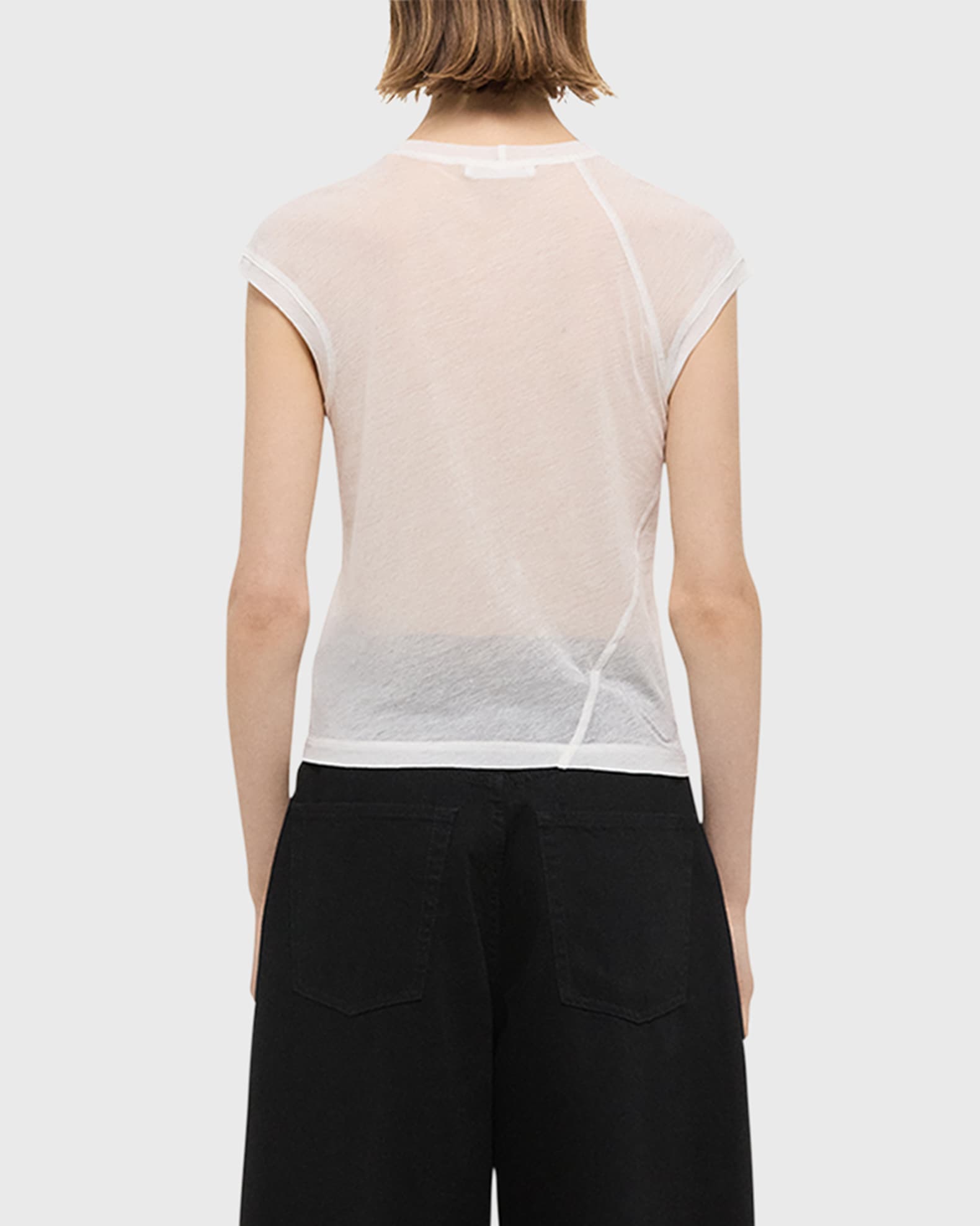 Helmut Lang Twisted Sheer Crewneck Top | Neiman Marcus