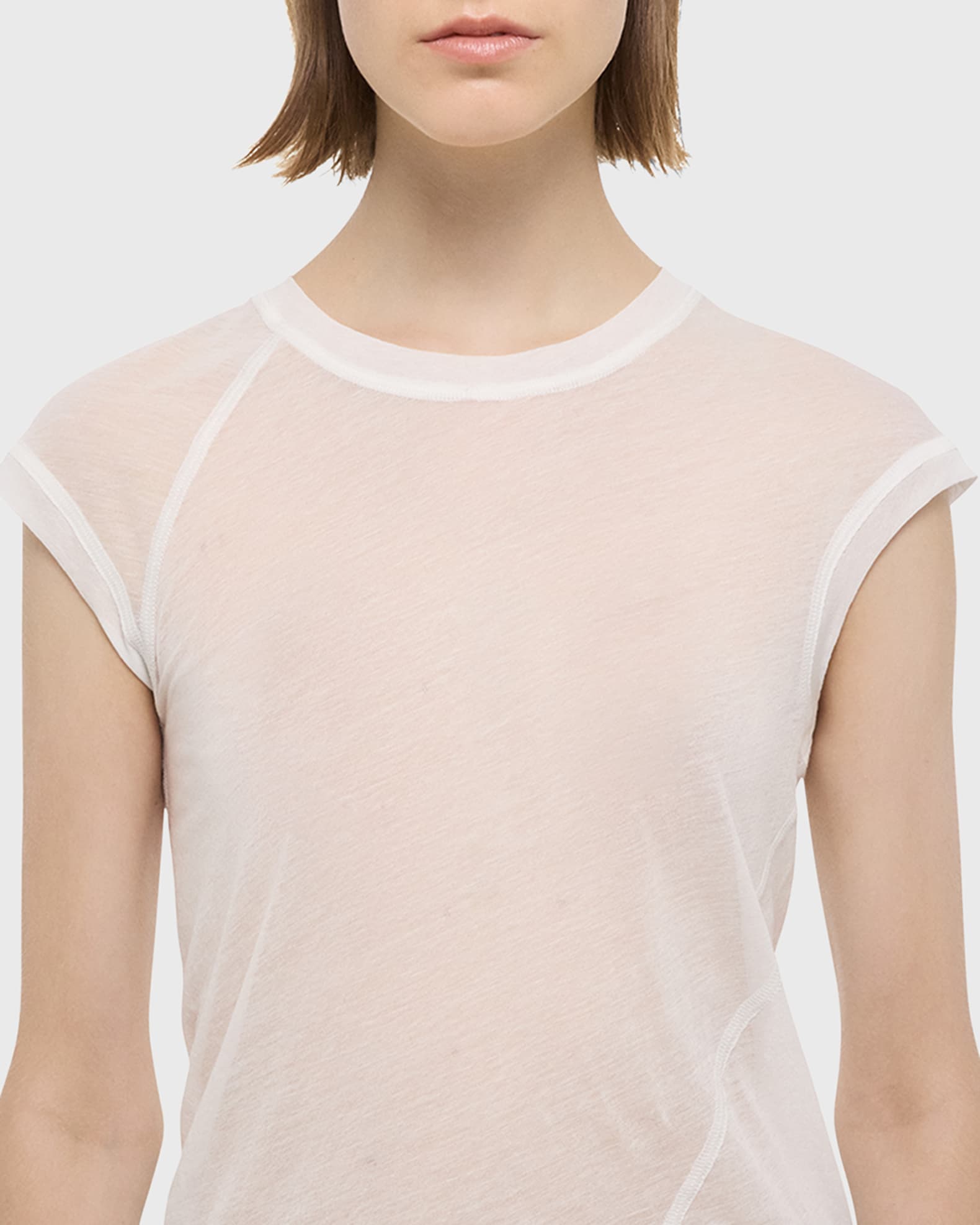 Helmut Lang Twisted Sheer Crewneck Top | Neiman Marcus
