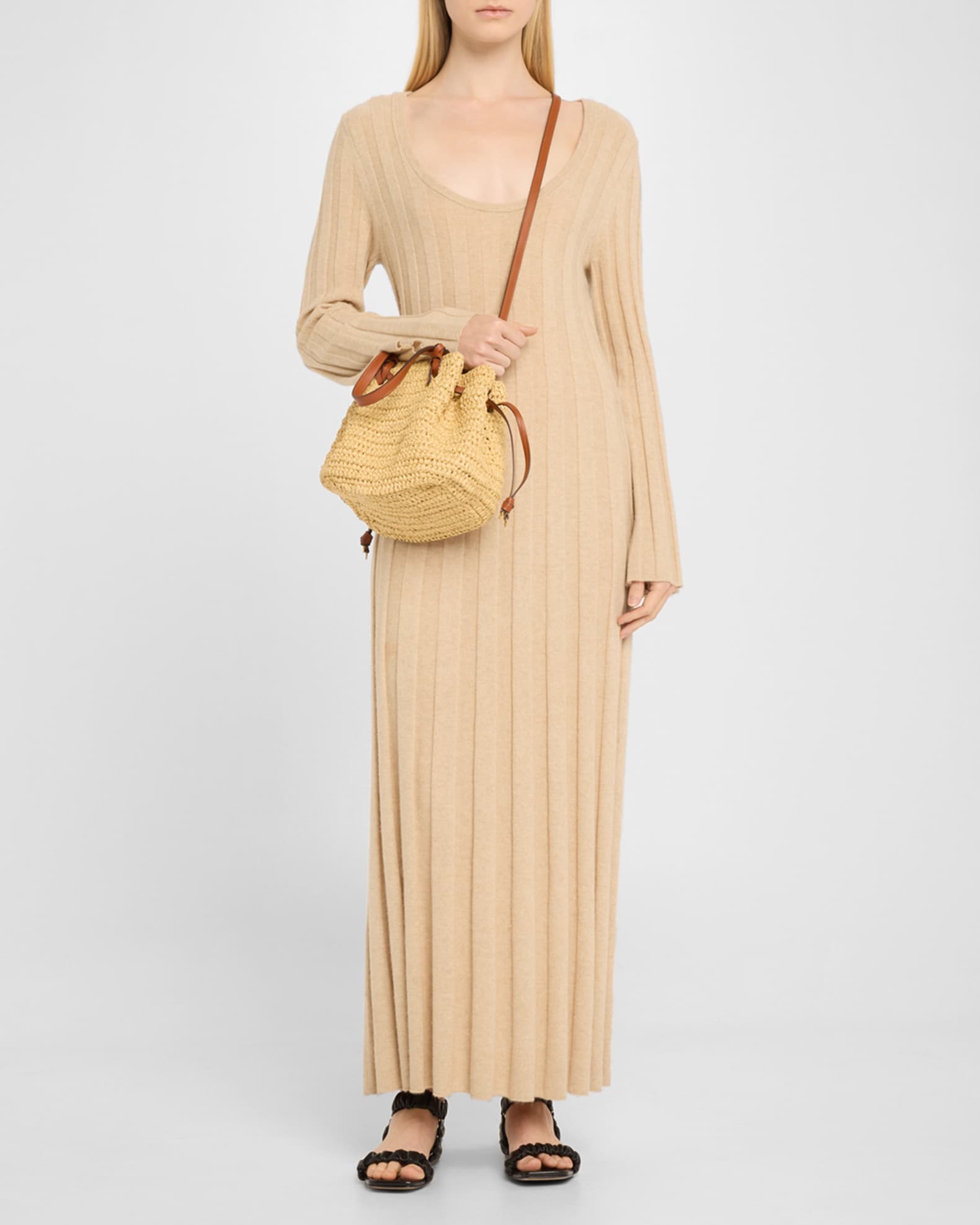 Ulla Johnson Gio Drawstring Raffia Crossbody Bag | Neiman Marcus