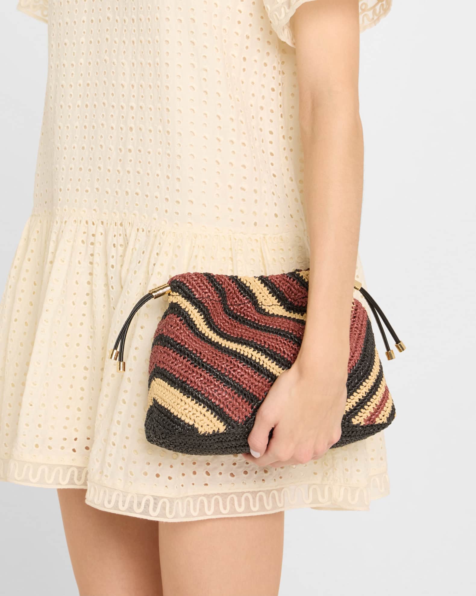Ulla Johnson Lali Mini Striped Pouch Clutch Bag | Neiman Marcus