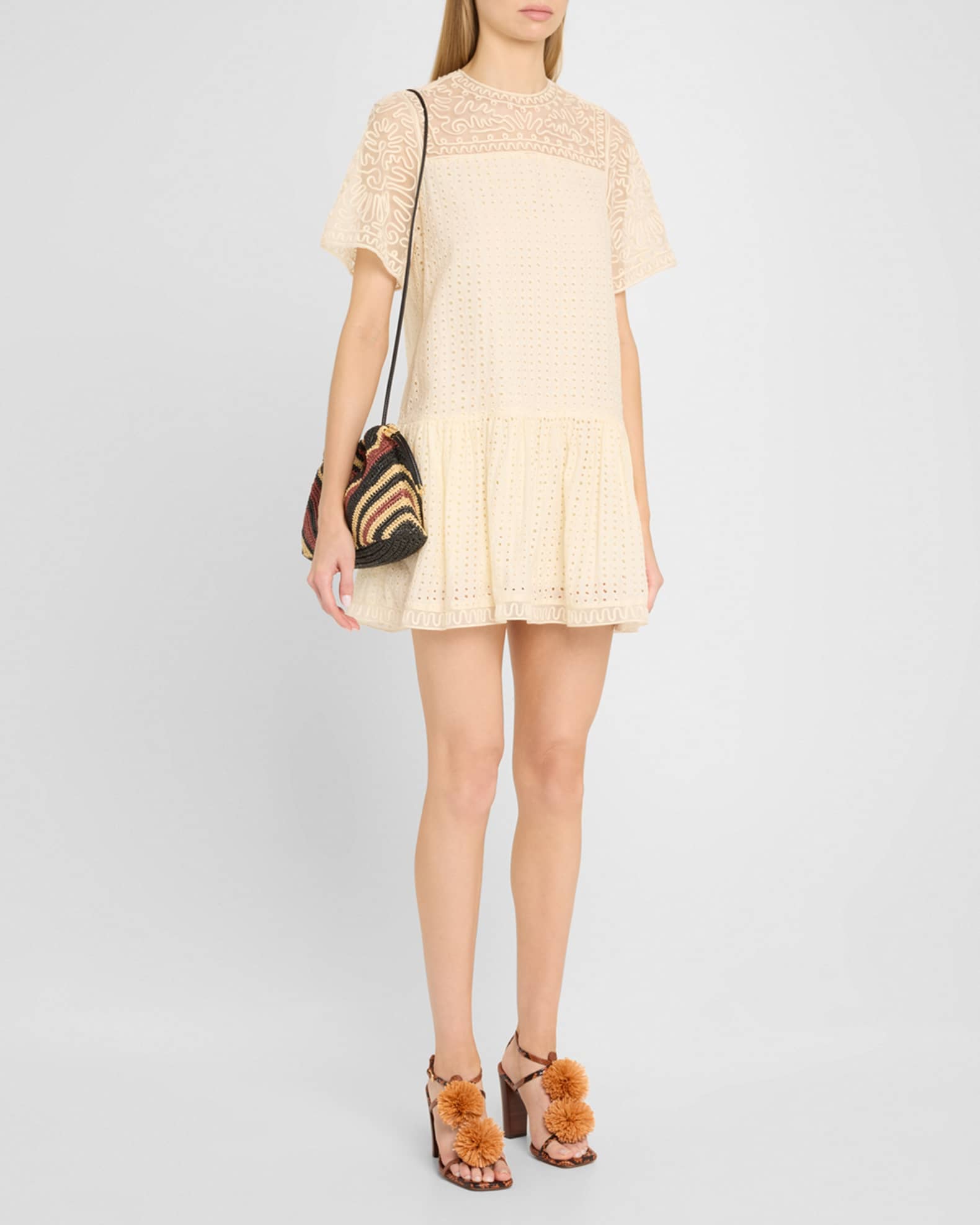 Ulla Johnson Lali Mini Striped Pouch Clutch Bag | Neiman Marcus