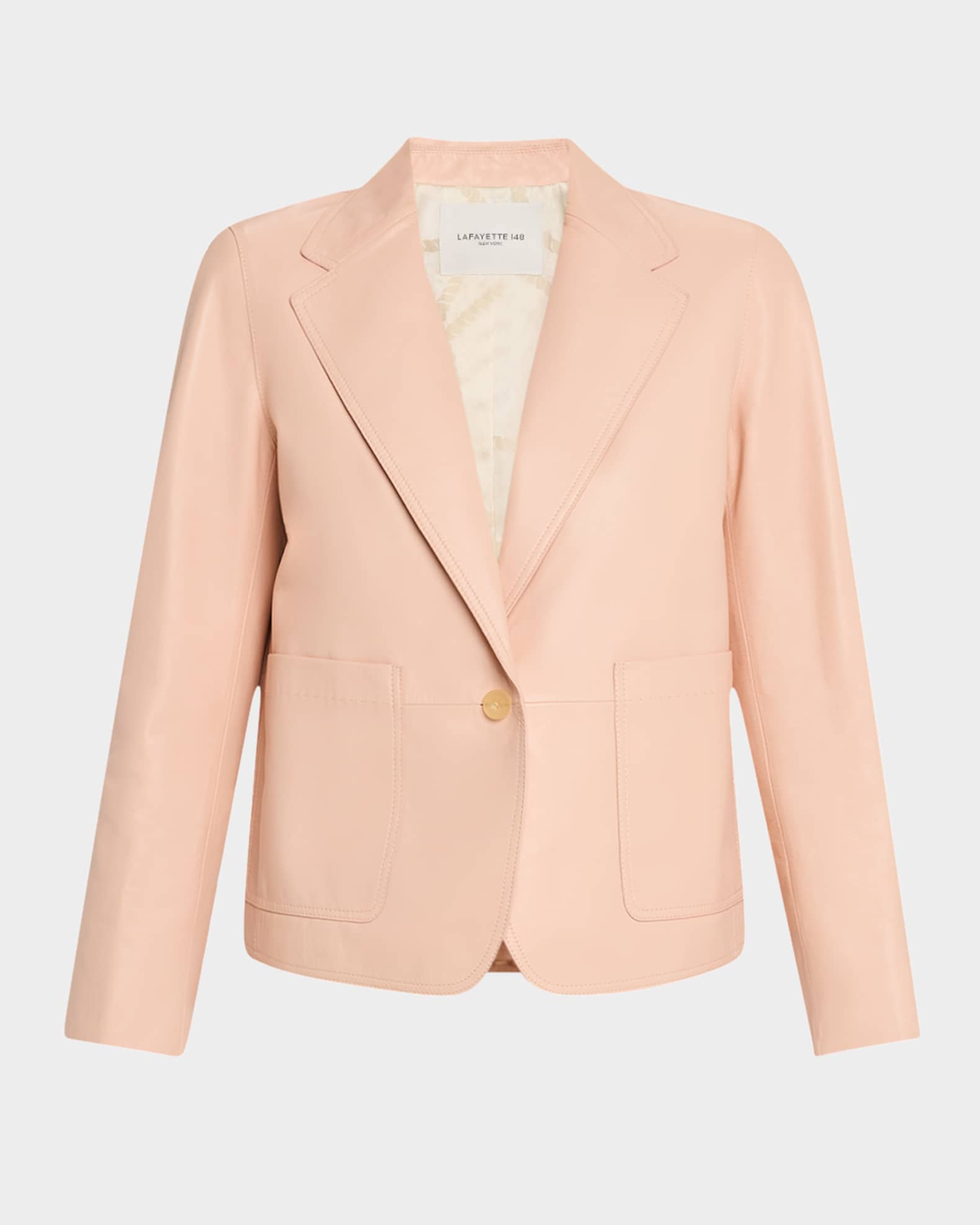 Lafayette 148 New York Single-Button Leather Boyfriend Blazer | Neiman ...