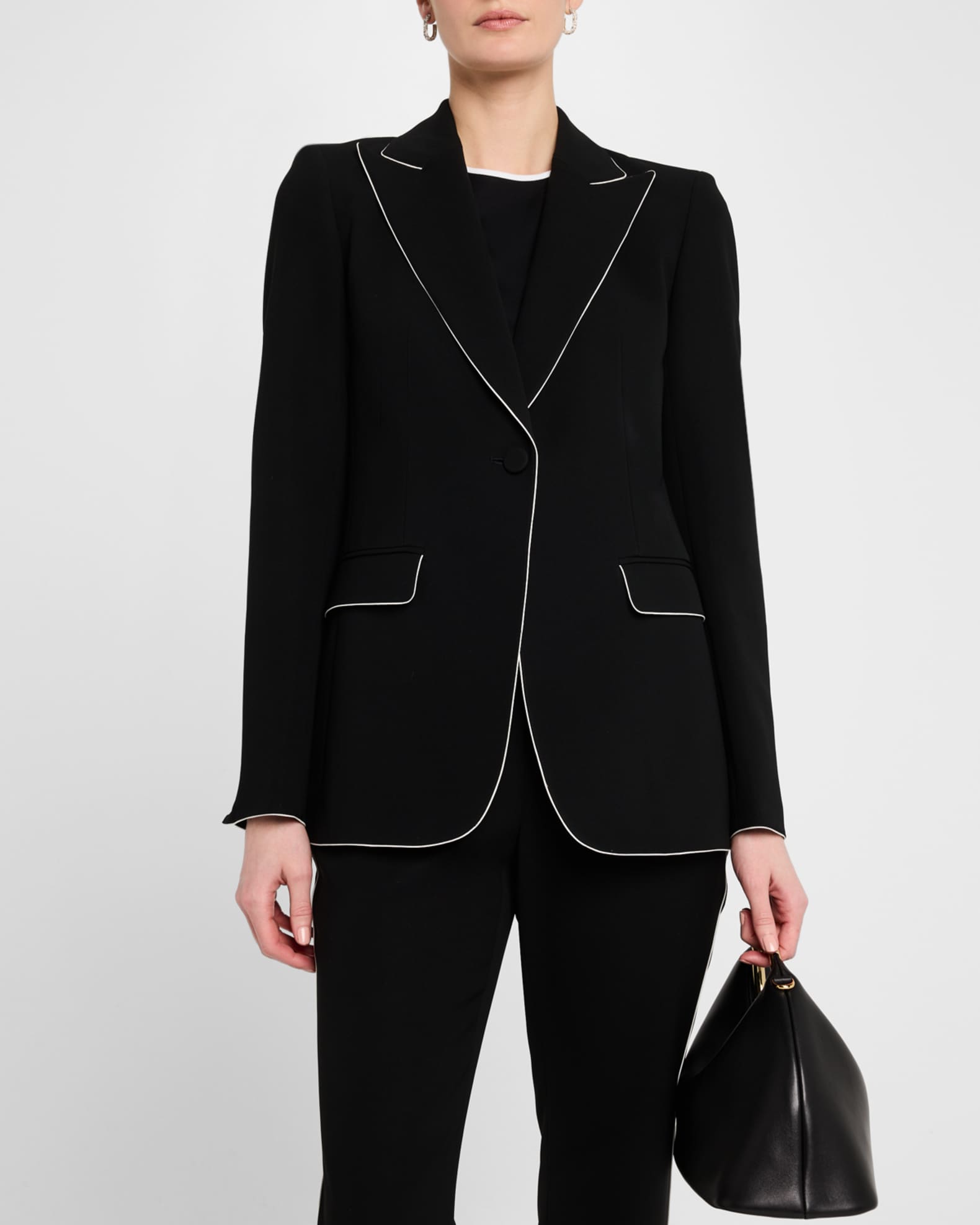 Lafayette 148 New York Piped Single-Button Blazer | Neiman Marcus