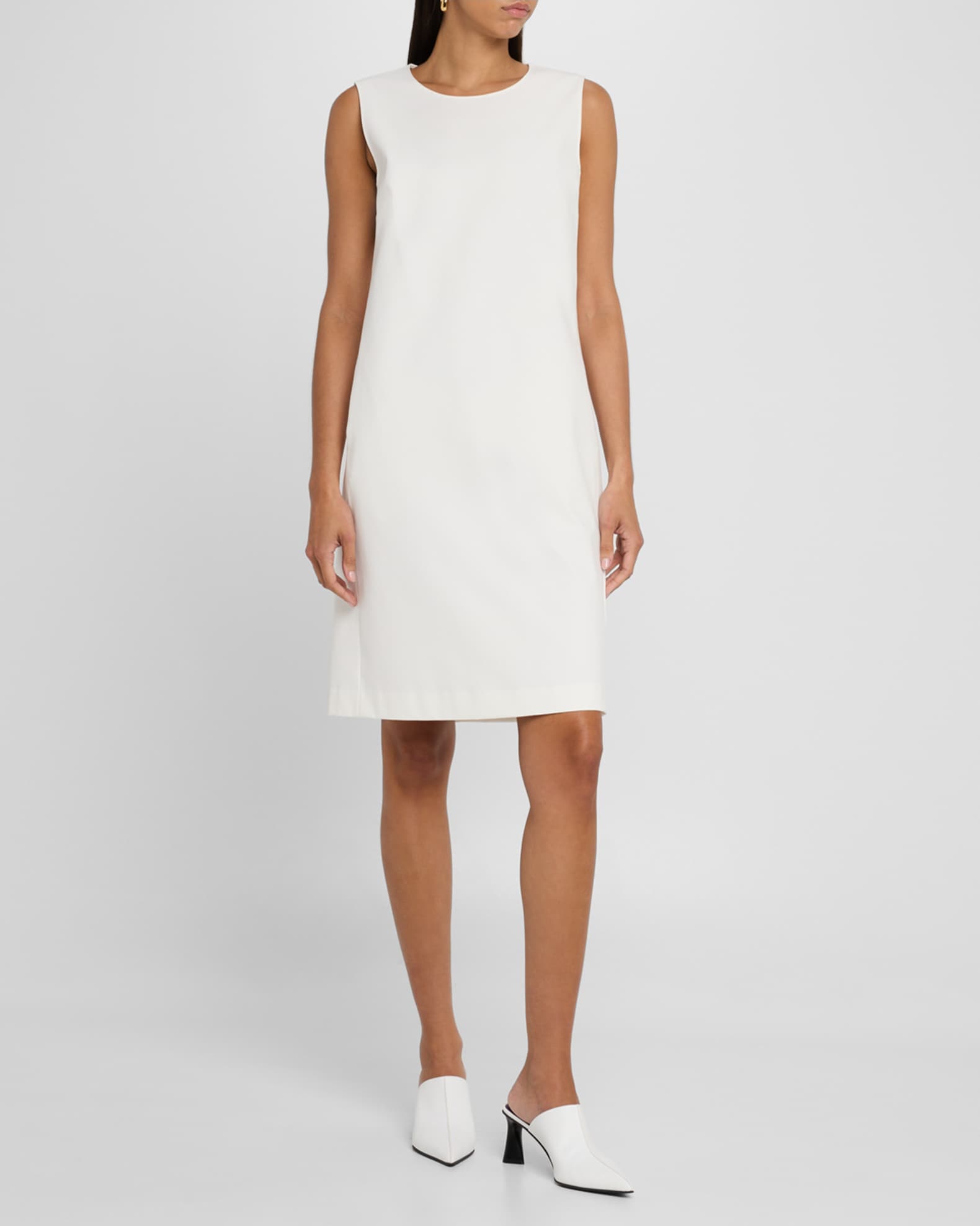 Lafayette 148 New York Sleeveless Cotton-Blend Shift Dress | Neiman Marcus
