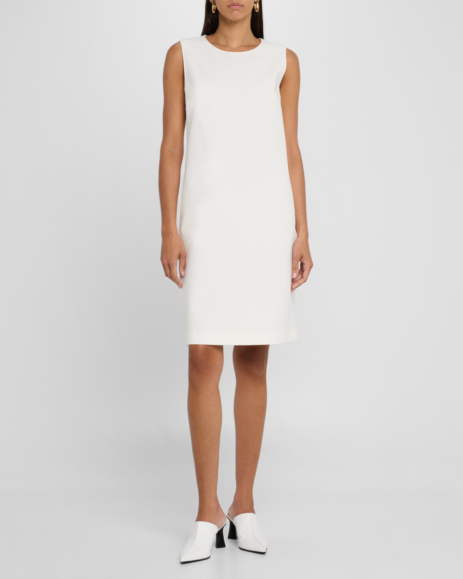 Lafayette 148 New York Sleeveless Cotton-Blend Shift Dress | Neiman Marcus