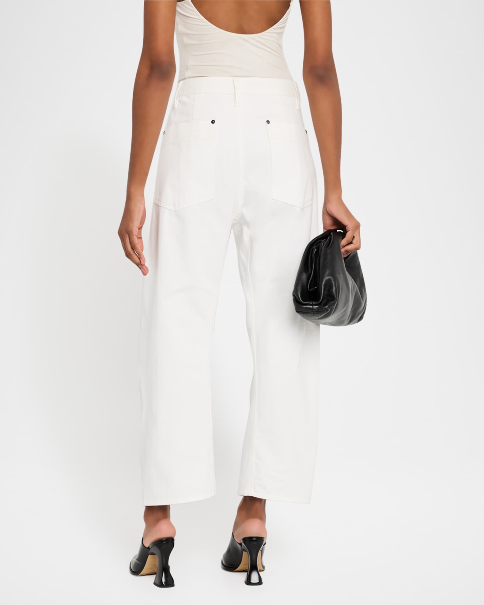 MARIA MCMANUS Mid-Rise Barrel-Leg Crop Jeans | Neiman Marcus