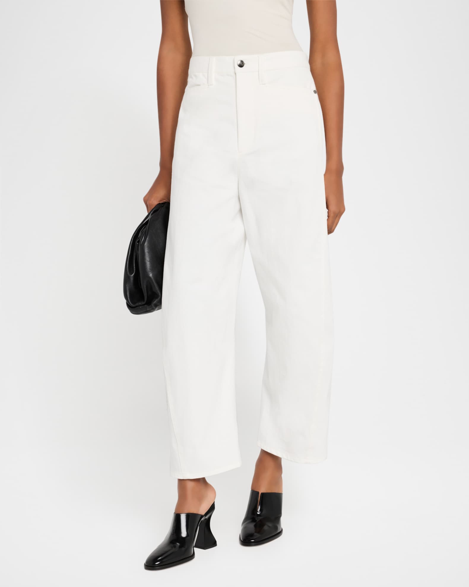 MARIA MCMANUS Mid-Rise Barrel-Leg Crop Jeans | Neiman Marcus