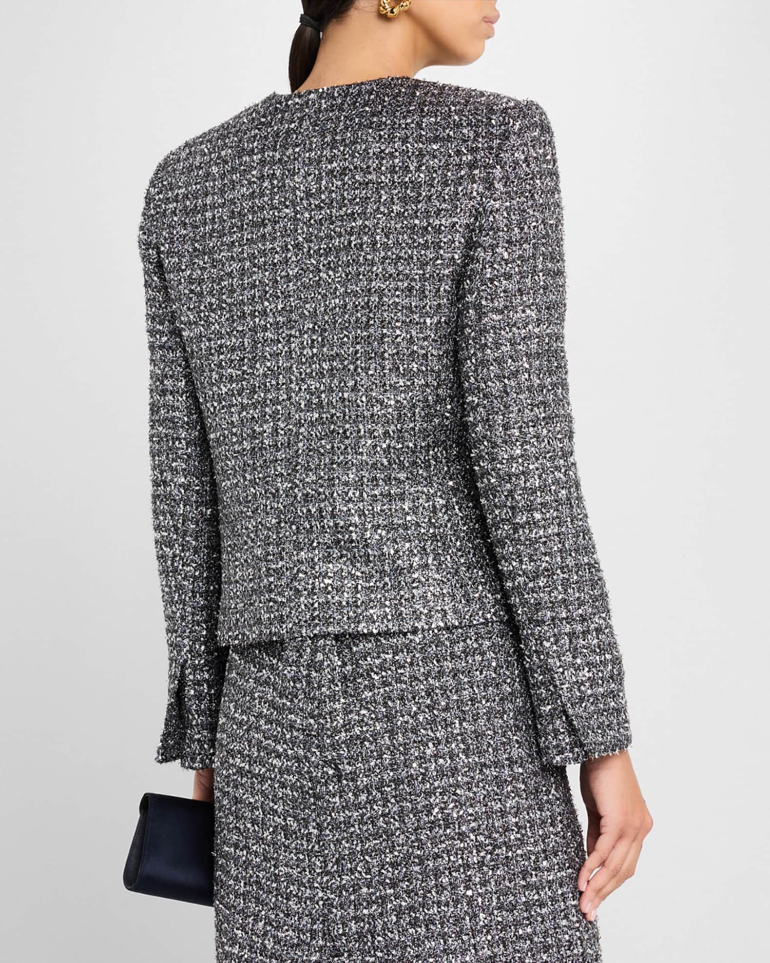 MARIA MCMANUS Metallic Paillette Tweed Shrunken Jacket | Neiman Marcus