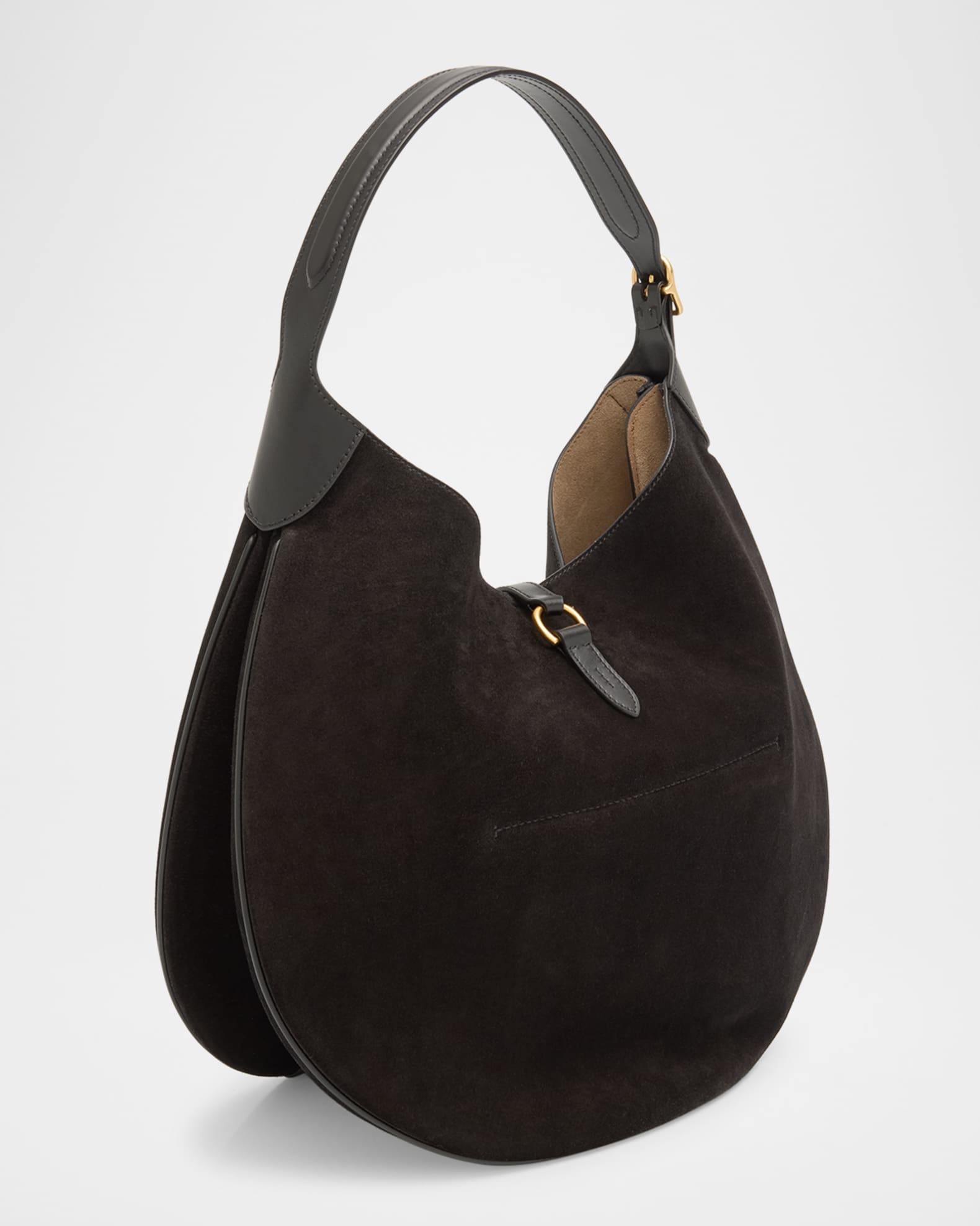 Polo Ralph Lauren Polo ID Suede and Leather Medium Shoulder Bag ...