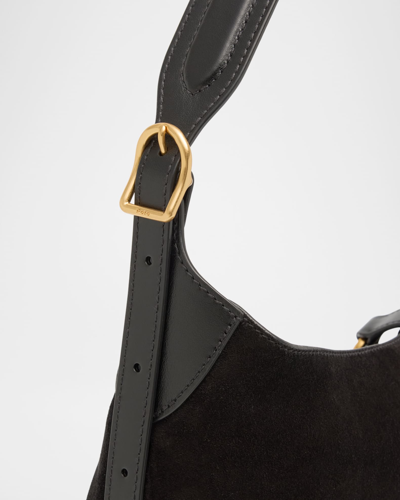 Polo Ralph Lauren Polo ID Suede and Leather Medium Shoulder Bag ...