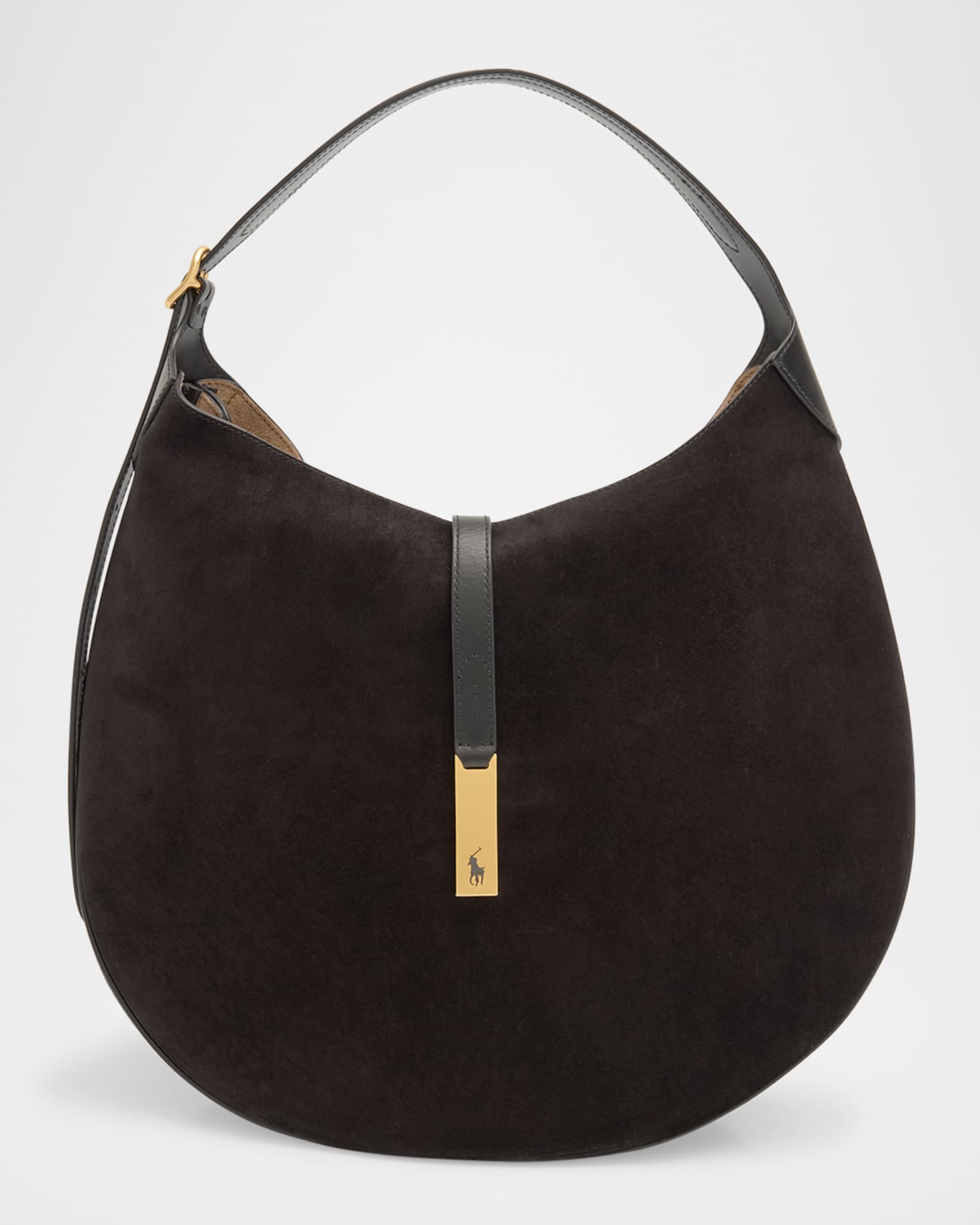 Polo Ralph Lauren Polo ID Suede and Leather Medium Shoulder Bag ...