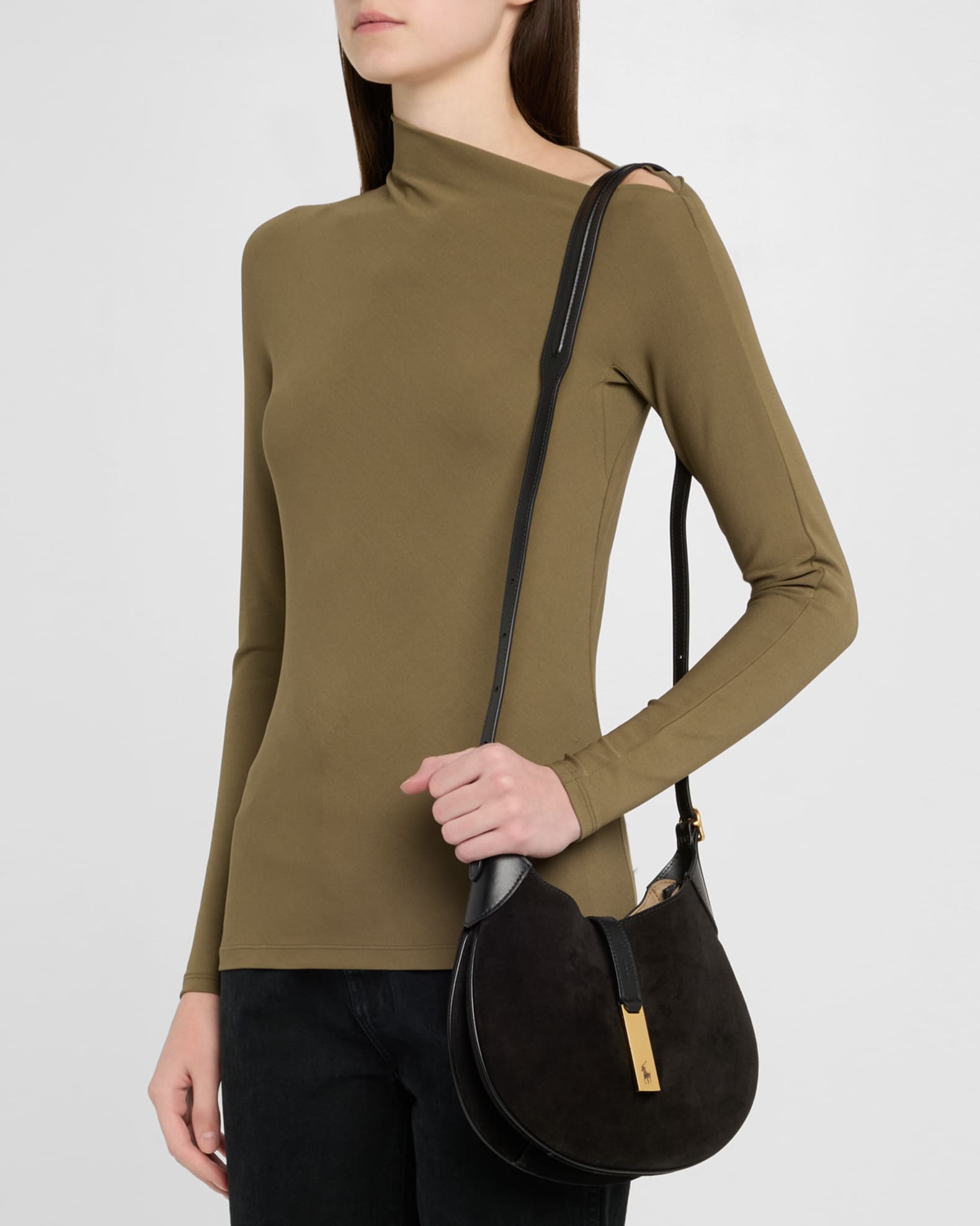 Polo Ralph Lauren Polo ID Small Suede Shoulder Bag | Neiman Marcus