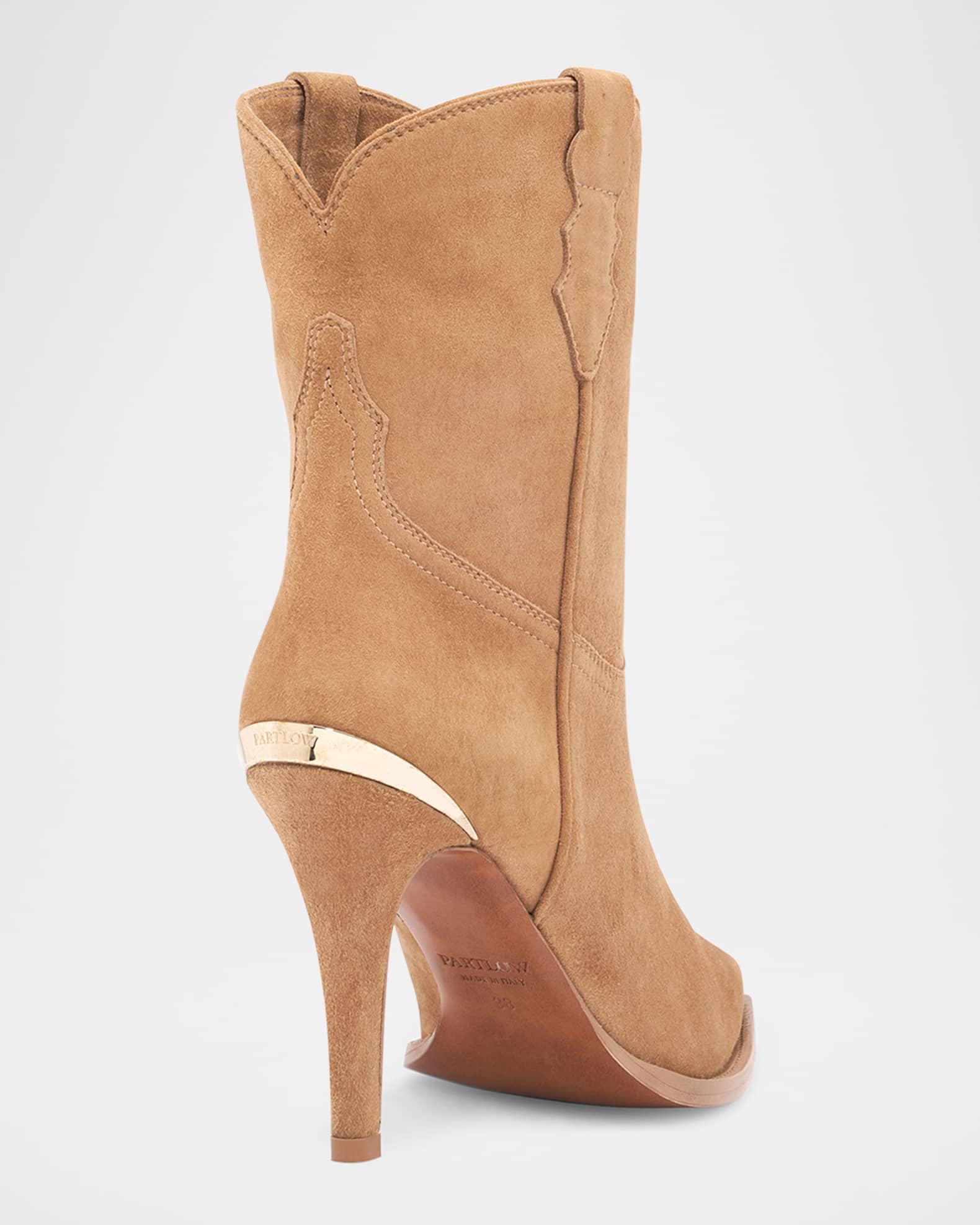 Partlow Katie Suede Western Stiletto Booties | Neiman Marcus