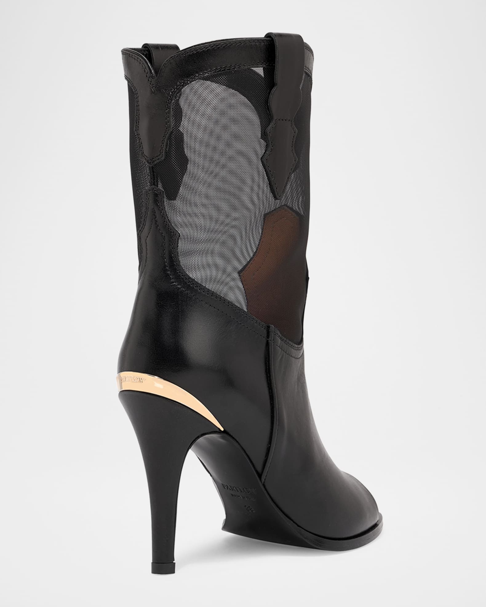 Partlow Bianca Leather Mesh Peep-Toe Booties | Neiman Marcus