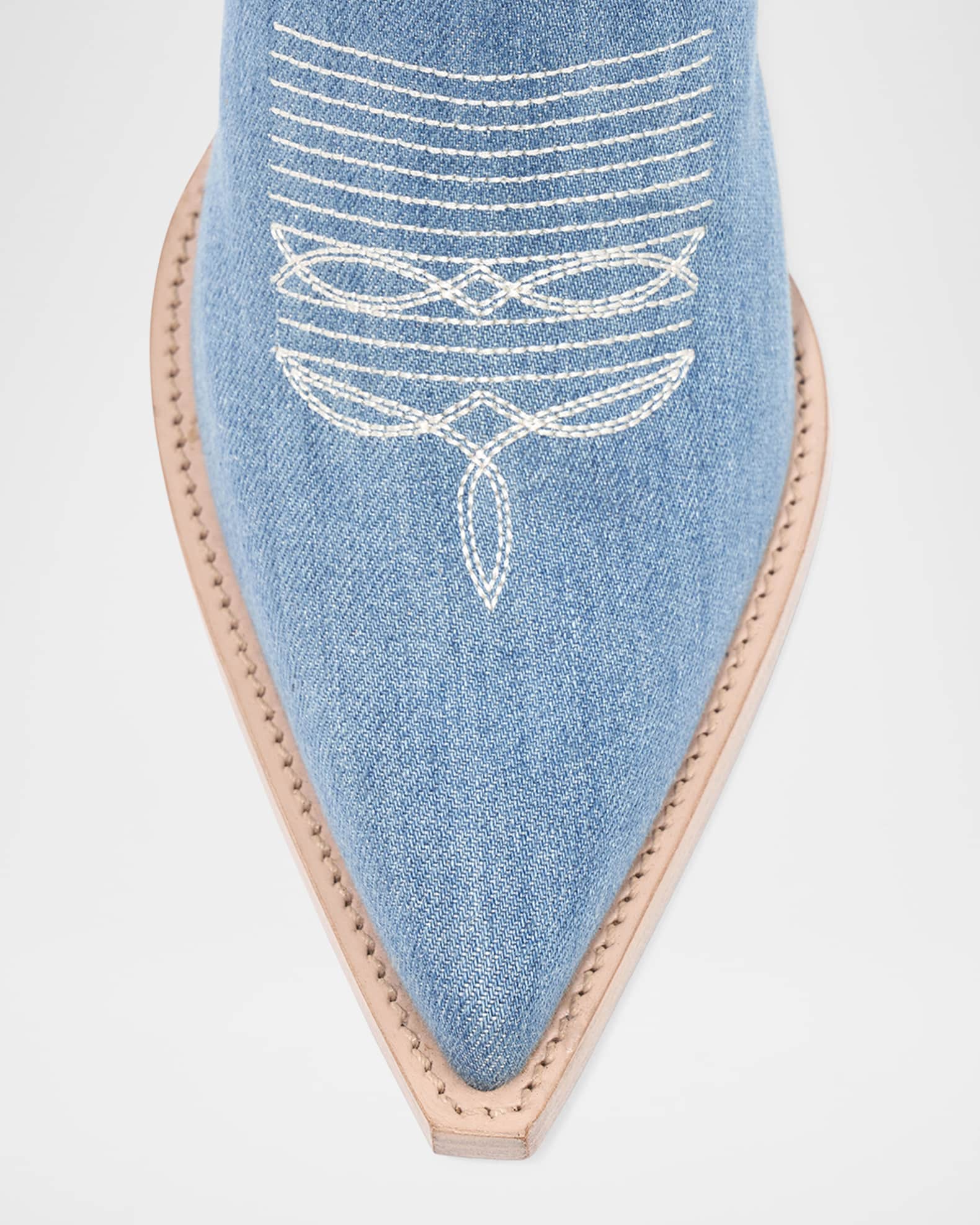 Partlow Cherie Denim Western Stiletto Mid Boots | Neiman Marcus