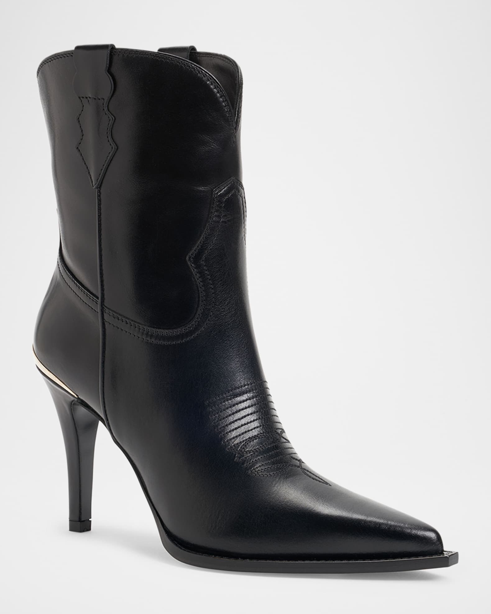 Partlow Katie Leather Western Stiletto Booties | Neiman Marcus