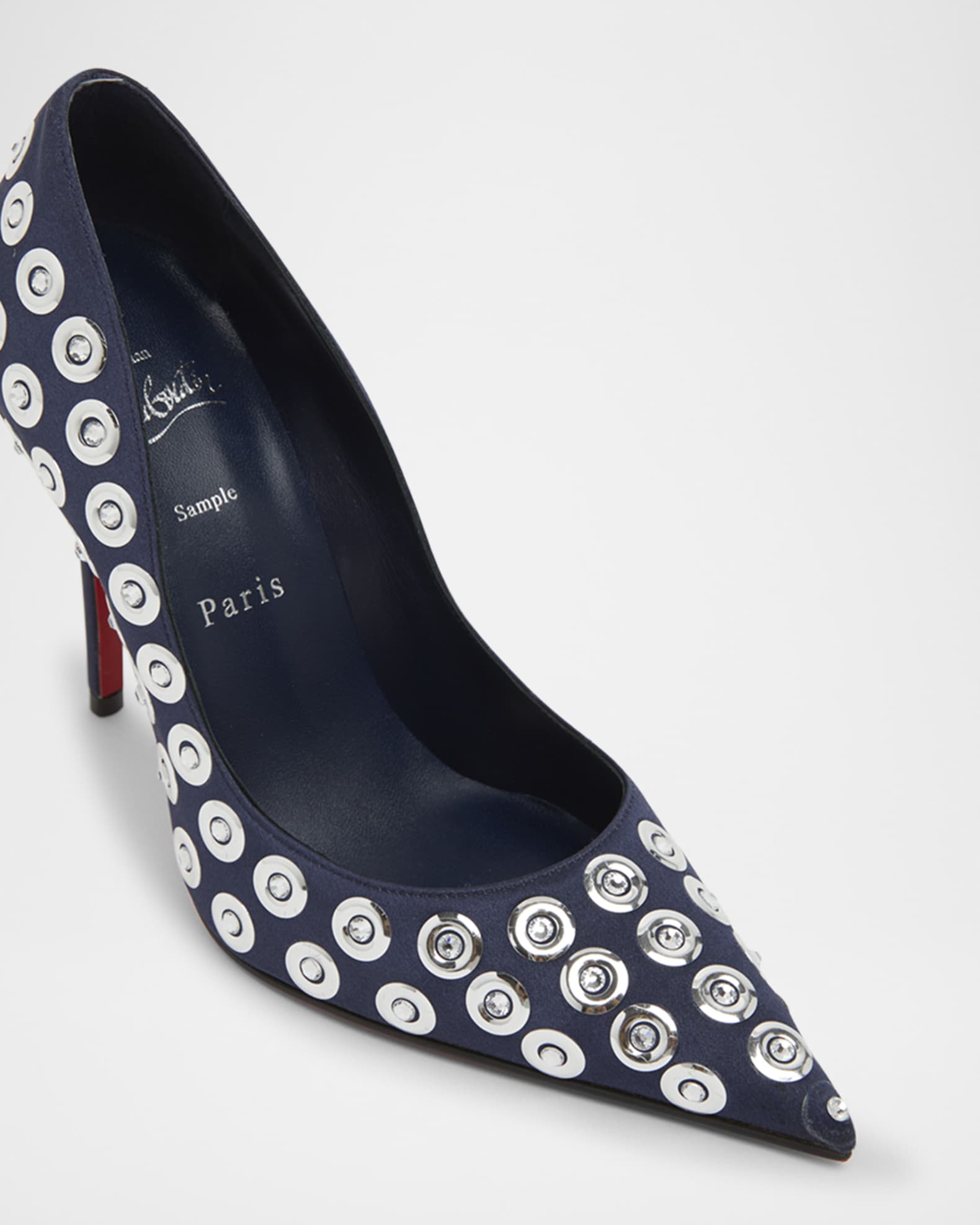 Christian Louboutin Miss Z Silk Crystal Red Sole Pumps Christian Louboutin Miss Z Silk Crystal Red Sole Pumps