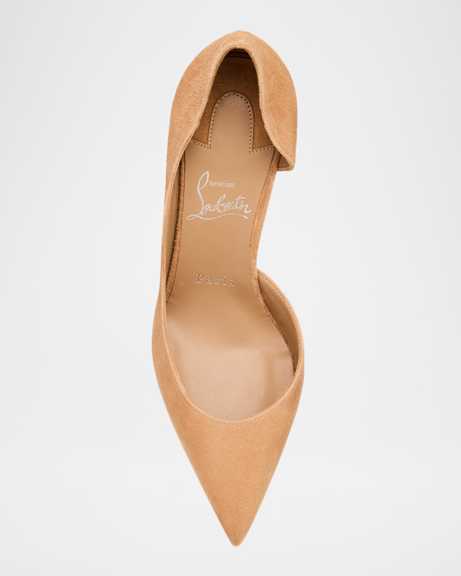 Christian Louboutin 85mm Iriza Suede Half-d'Orsay Pumps | Neiman Marcus