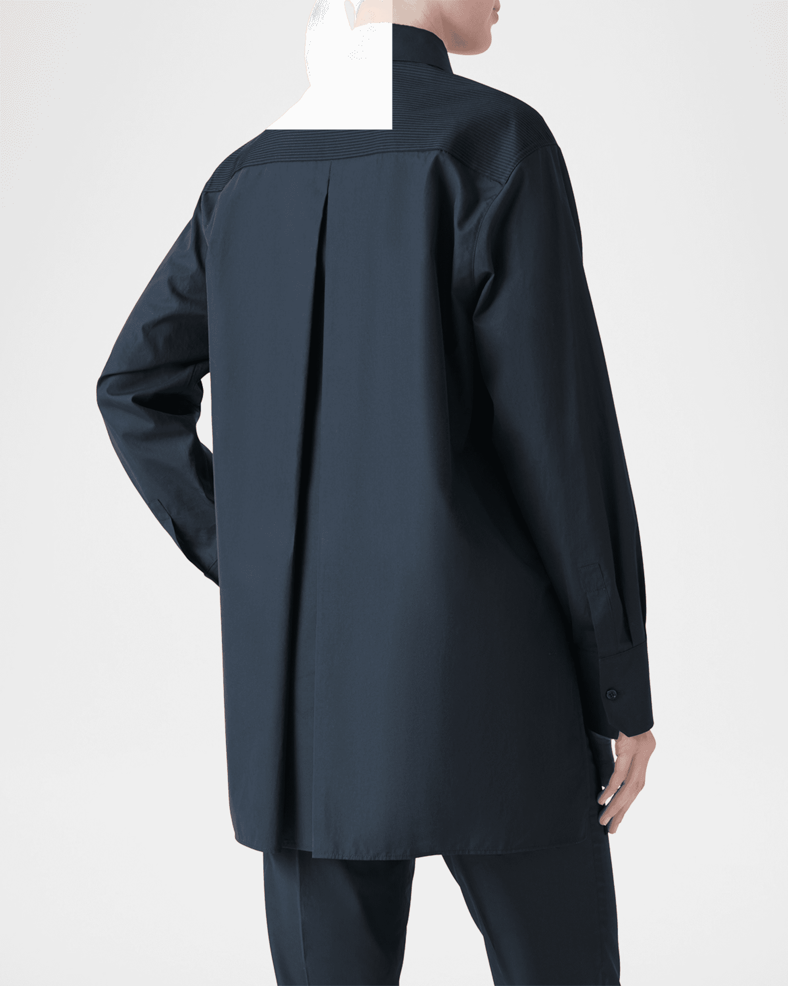 Akris Stitched Pleats Inset Cotton Poplin Oversized Shirt | Neiman Marcus