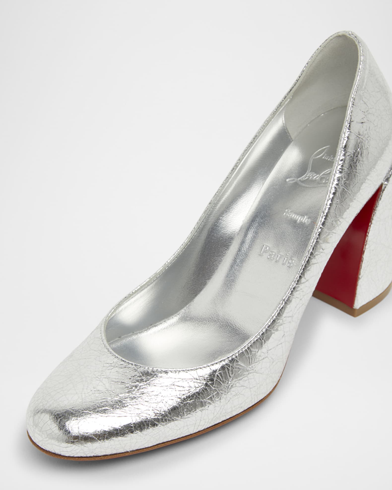 Christian Louboutin 85mm Miss Sabina Metallic Pumps | Neiman Marcus