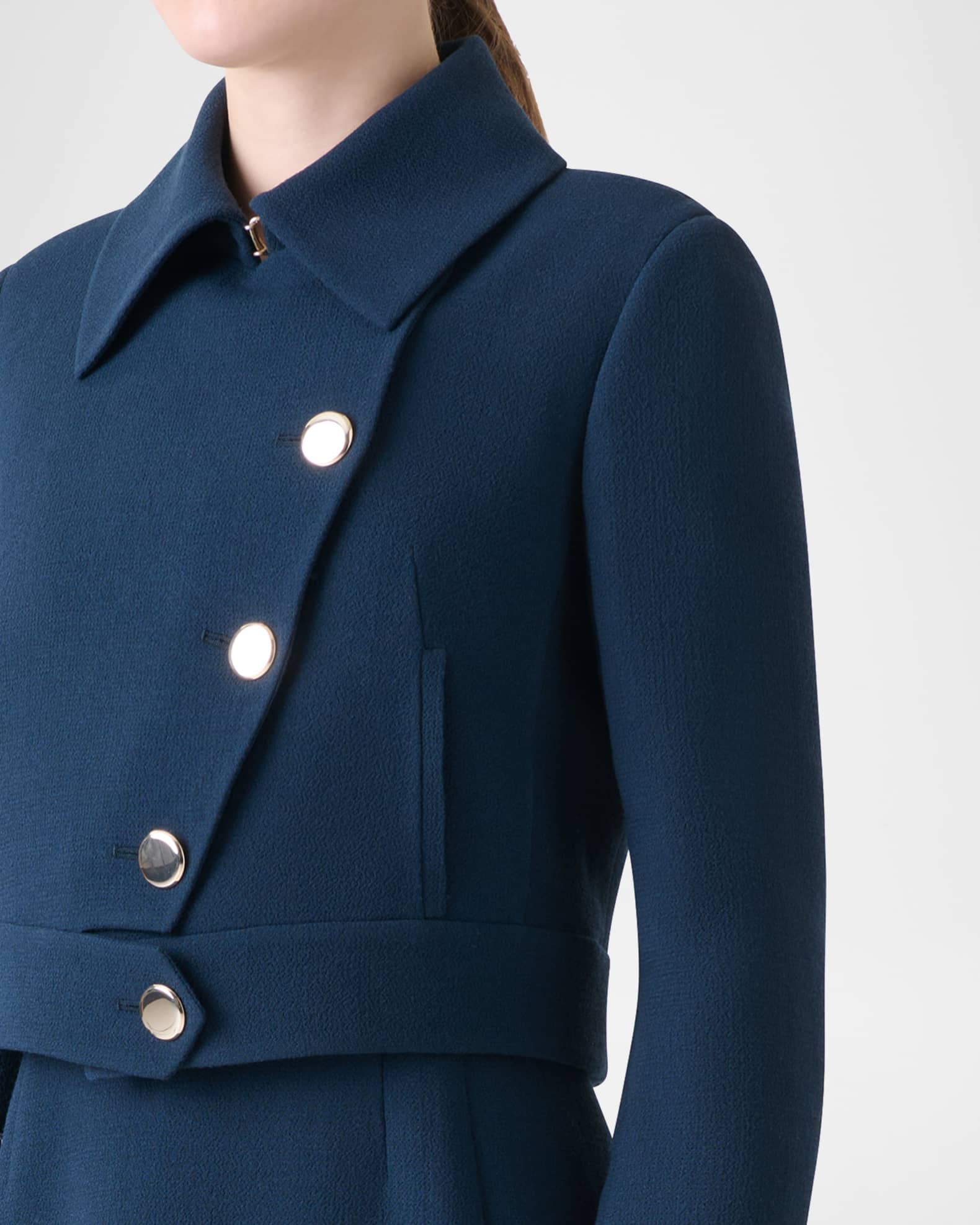 Akris Dana Asymmetric-Button Wool Crepe Jacket | Neiman Marcus