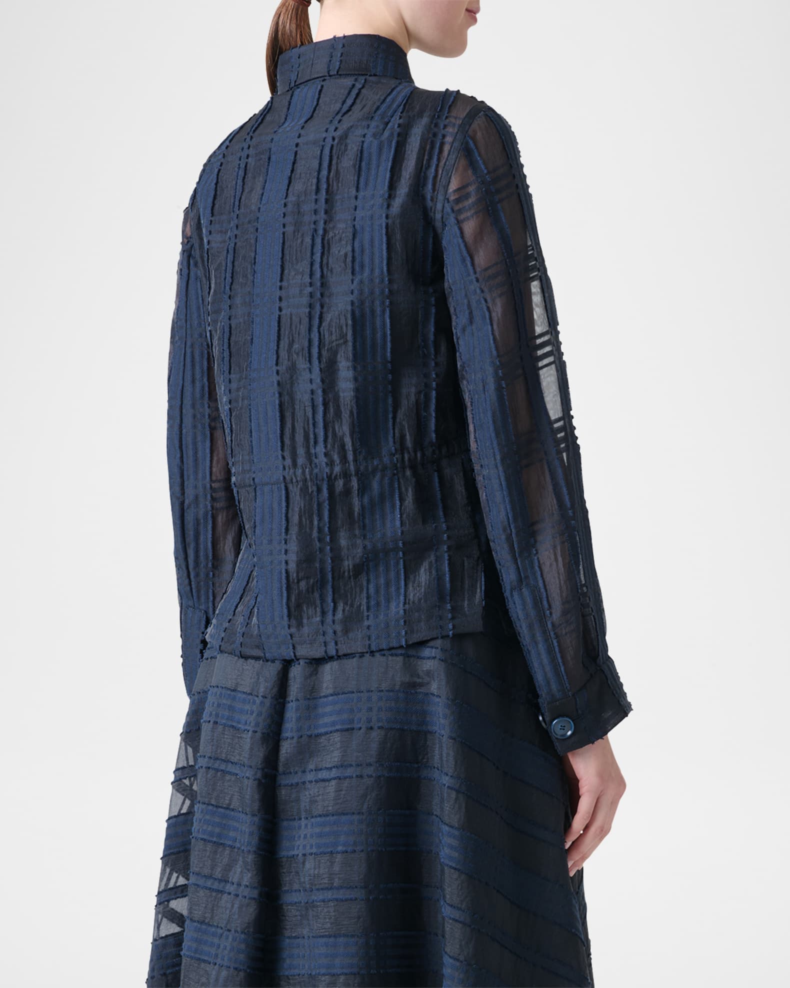 Akris Tom Organdy Plaid Short Jacket | Neiman Marcus