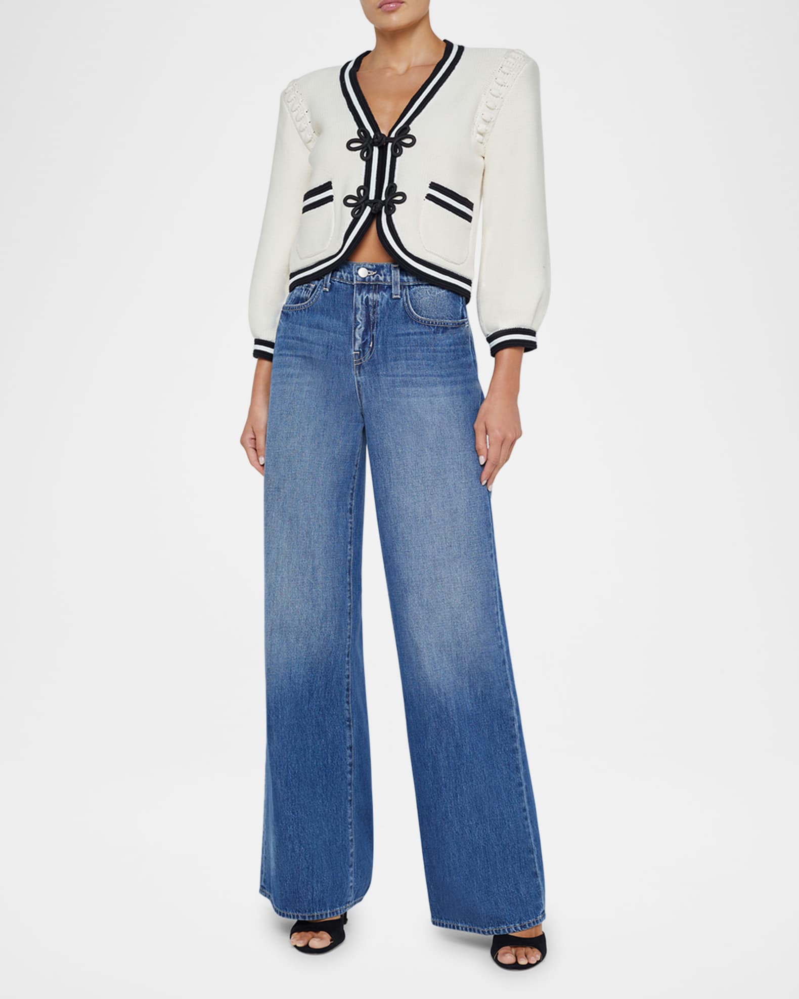 L'Agence Kaito Contrast-Trim Cardigan | Neiman Marcus