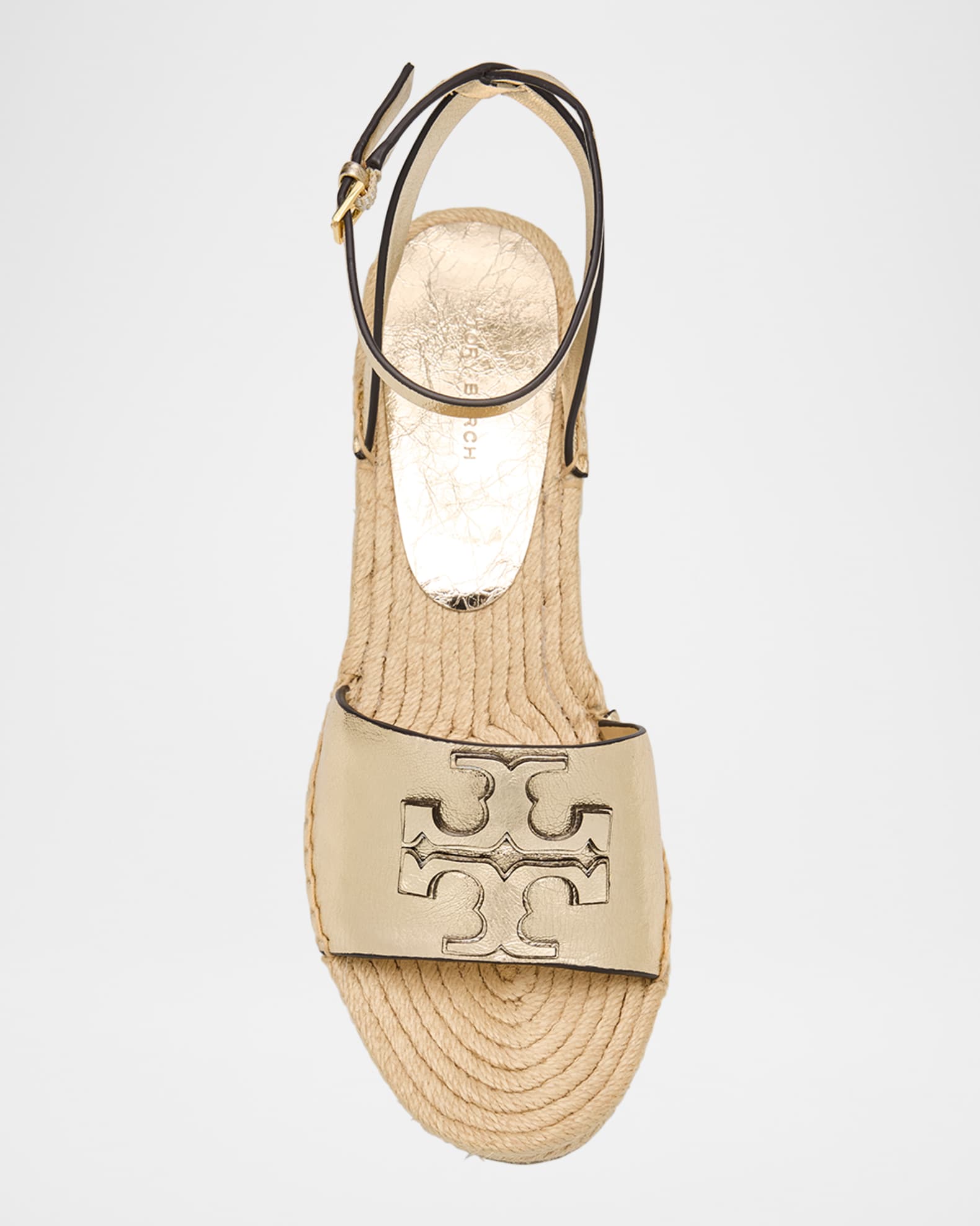 Tory Burch Ines Metallic Double T Wedge Espadrilles | Neiman Marcus