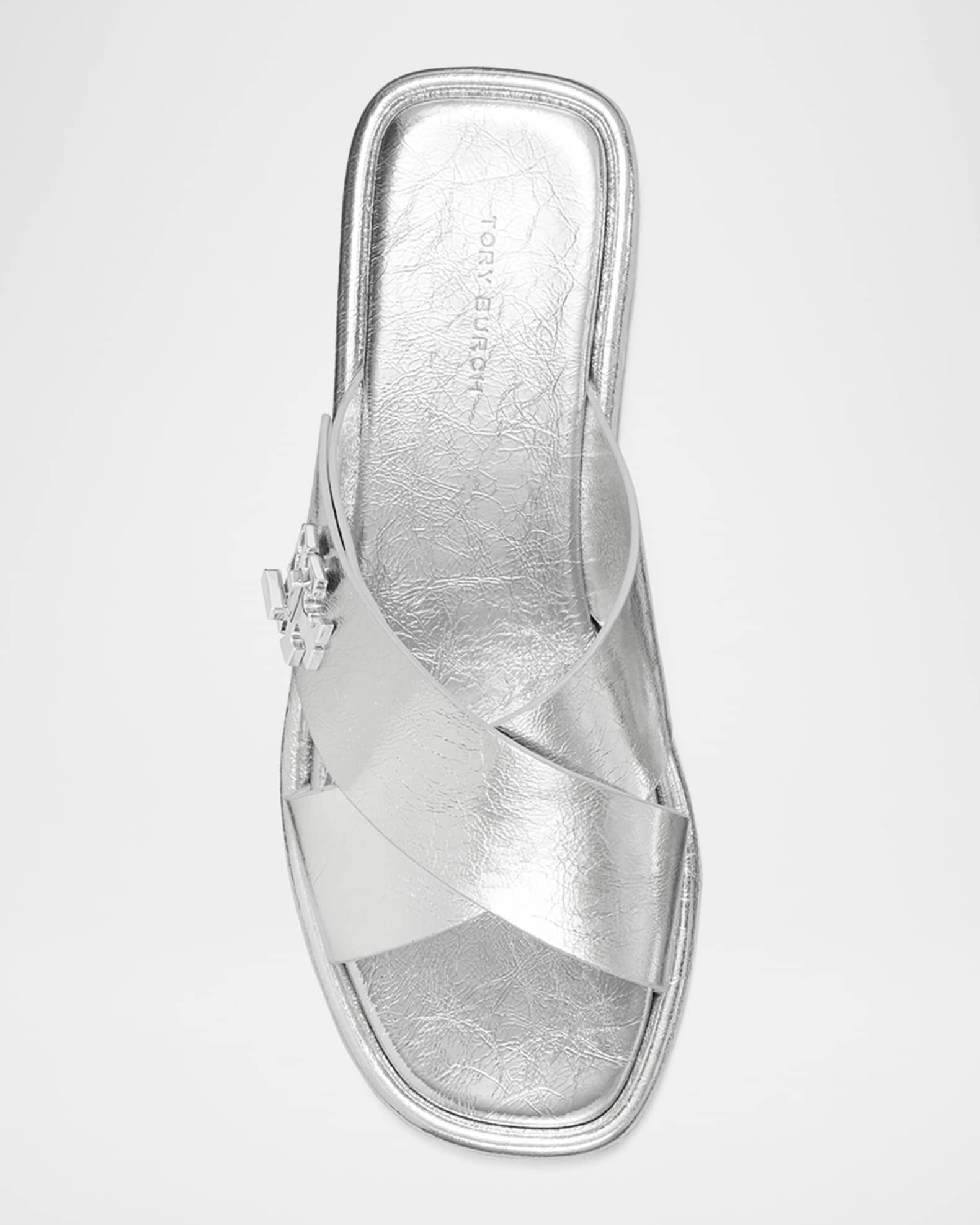 Tory Burch Crisscross Metallic Medallion Slide Sandals | Neiman Marcus