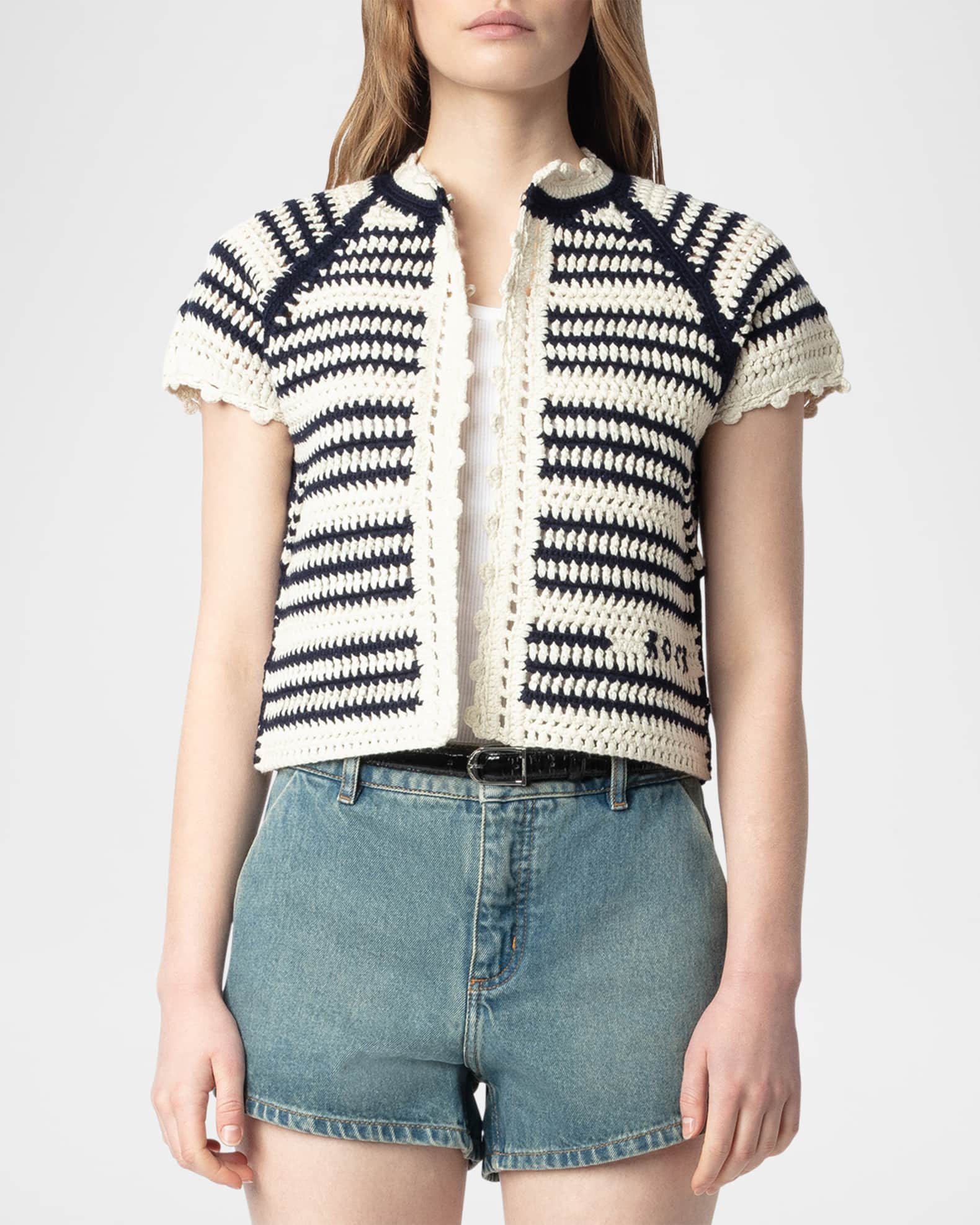 Zadig & Voltaire Zelie Open Crochet Cardigan | Neiman Marcus
