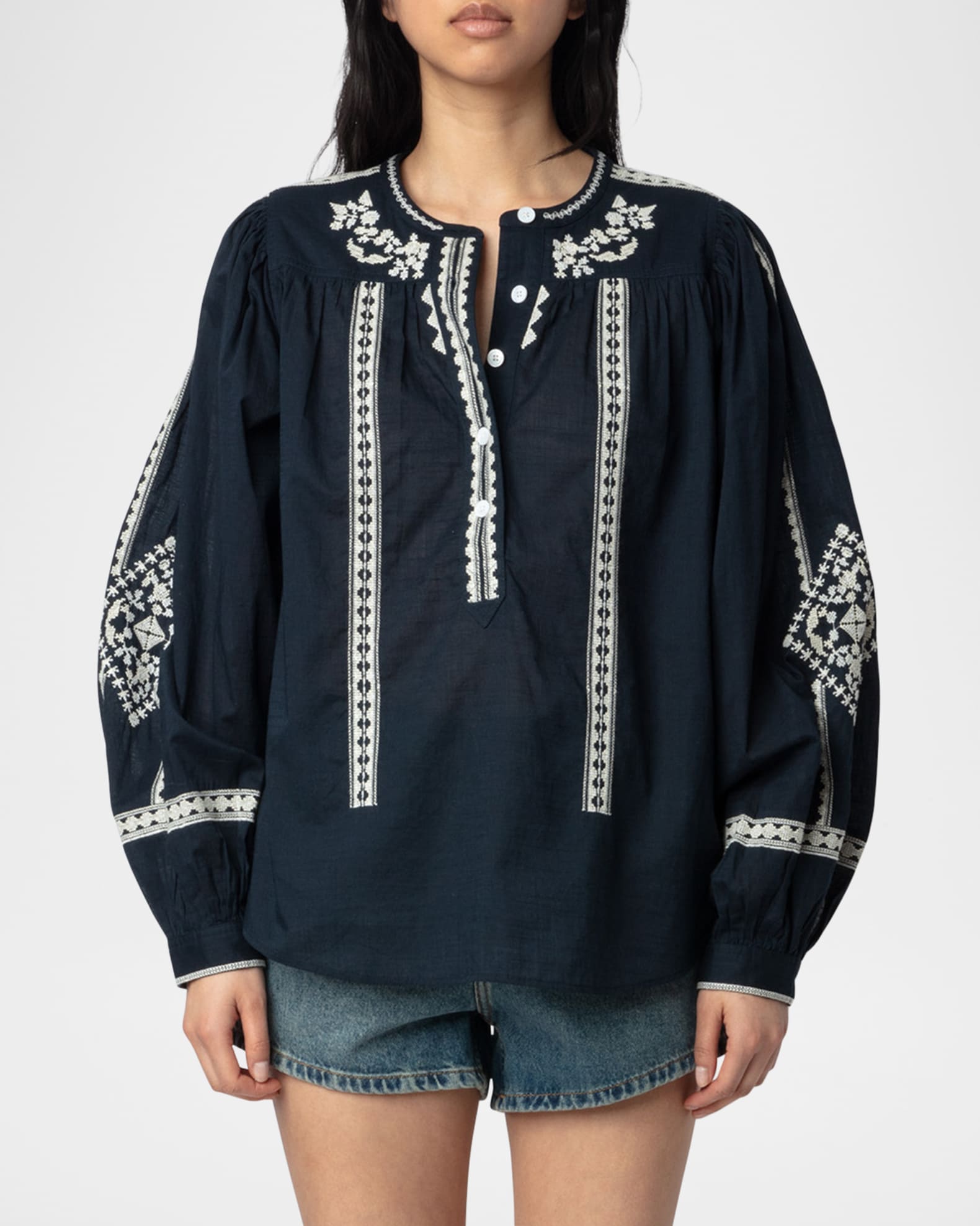 Zadig & Voltaire Tigy Kozak Embroidered Blouse | Neiman Marcus