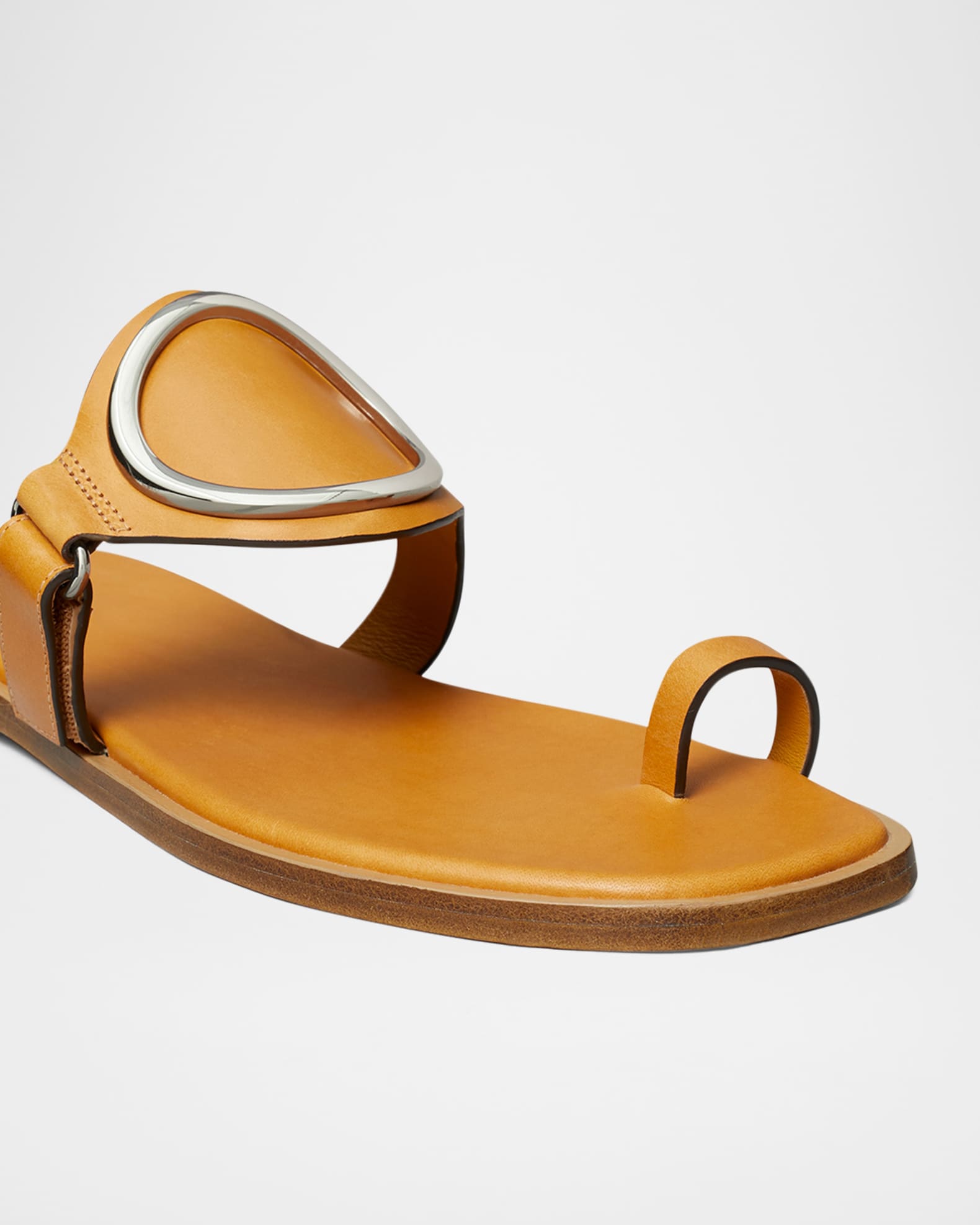 Tory Burch Leather Ring Flat Slide Sandals | Neiman Marcus