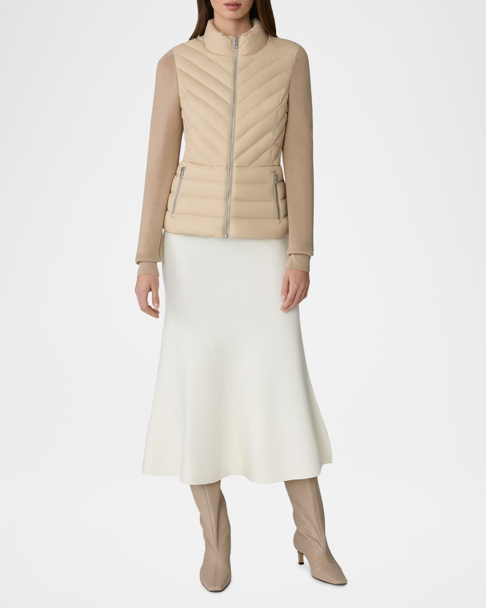 Soia & Kyo Lightweight Down Mixed Media Jacket | Neiman Marcus