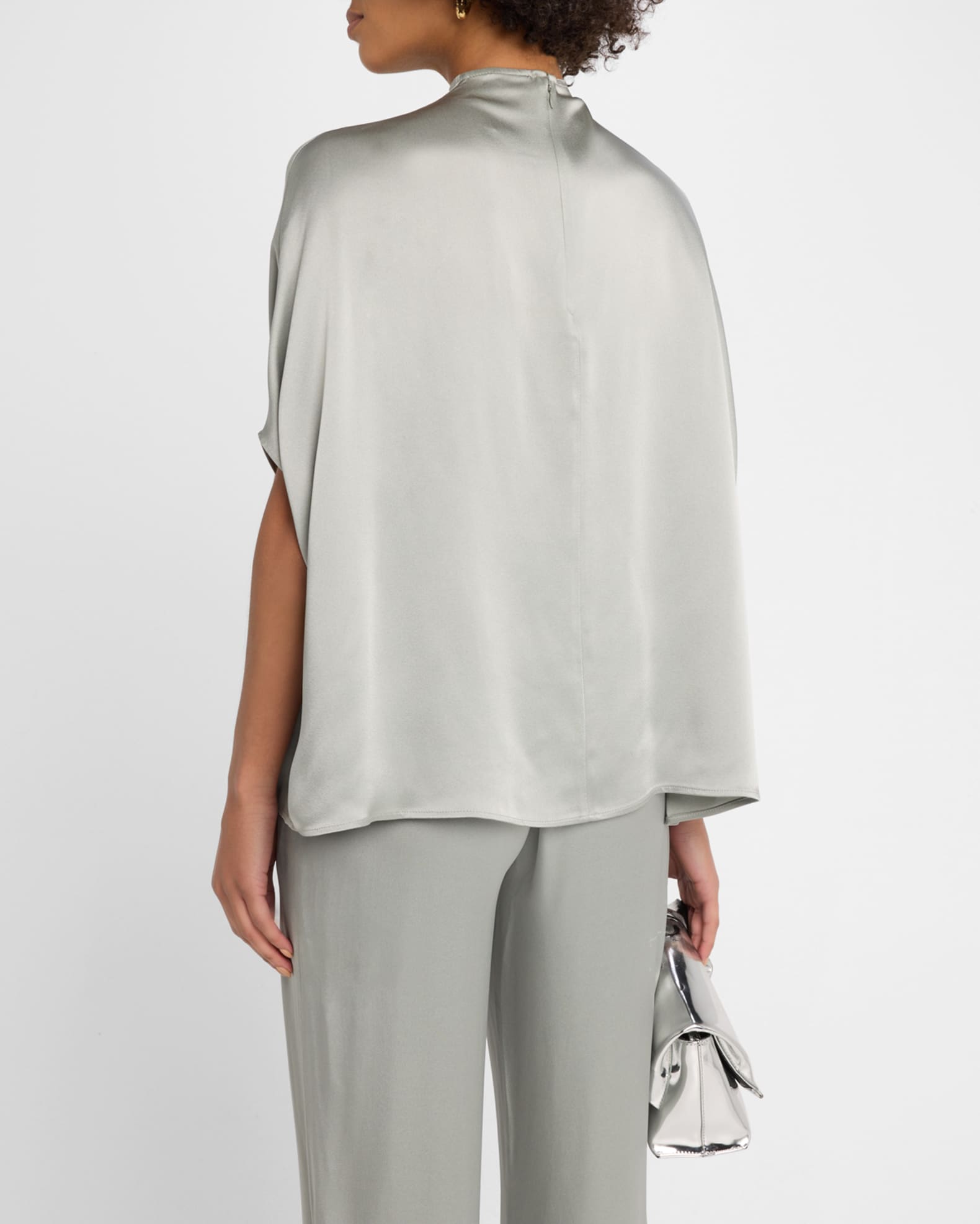 LAPOINTE Cape Satin Blouse | Neiman Marcus