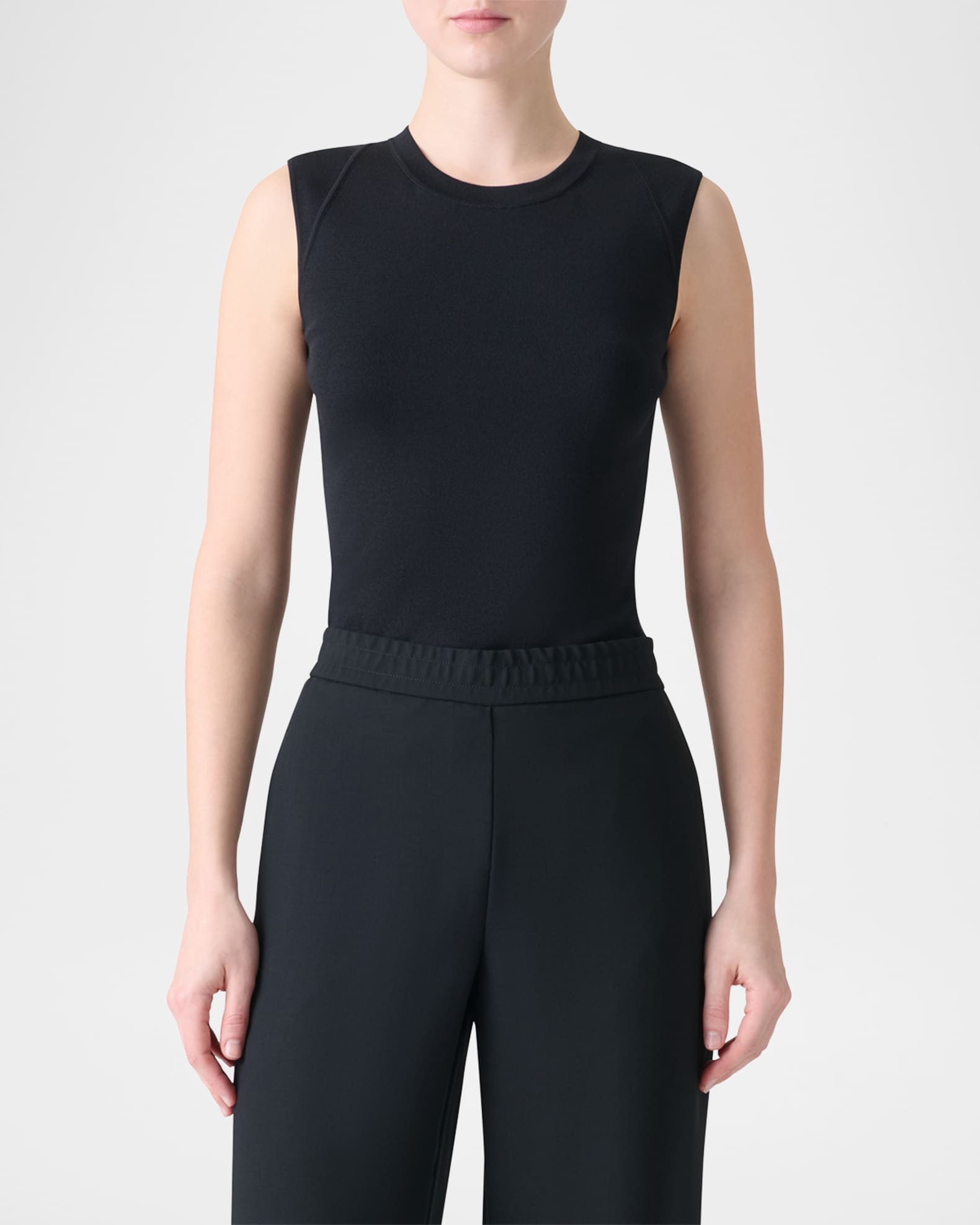 Akris Fitted Crewneck Top | Neiman Marcus