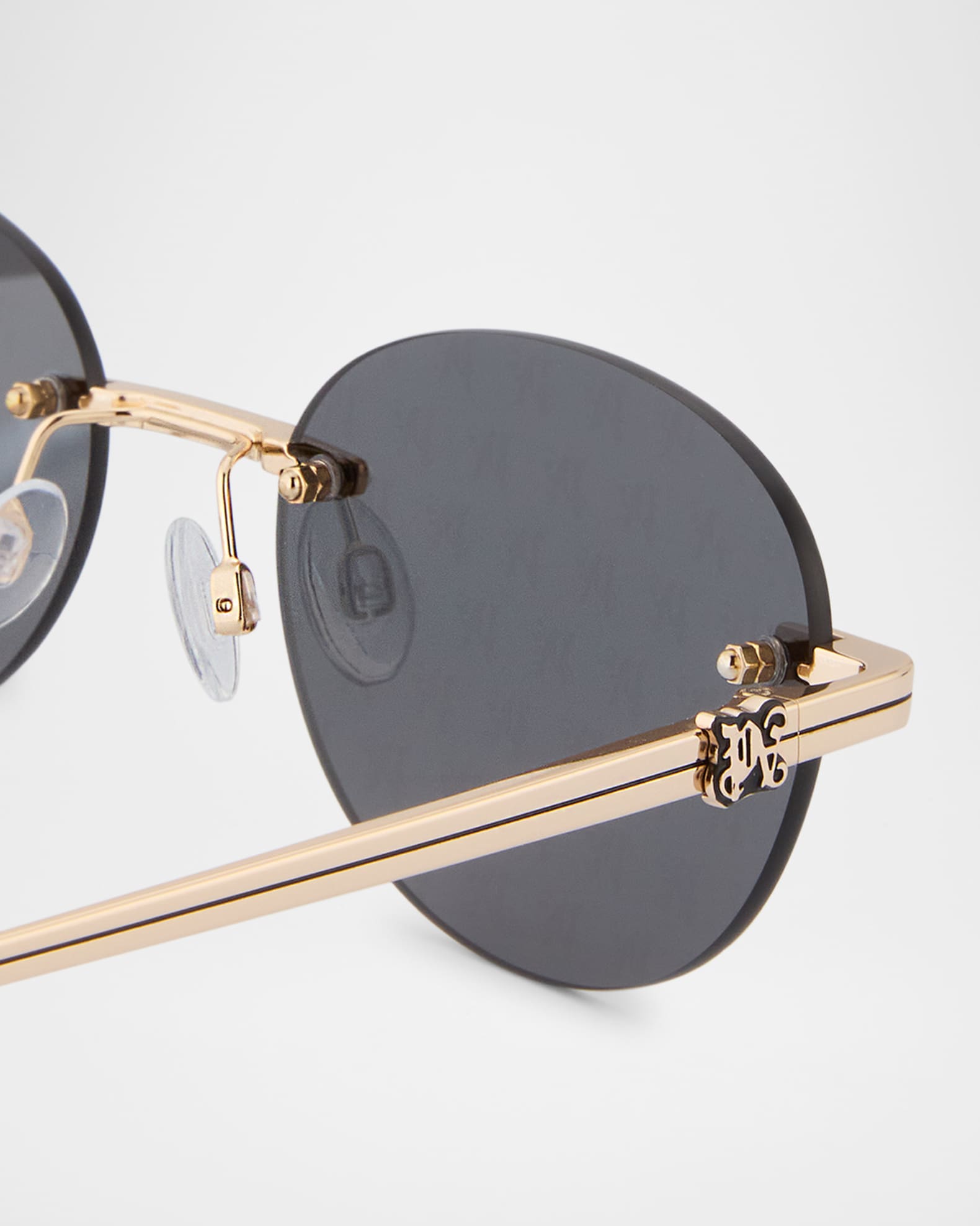 Palm Angels Crystal Metal Oval Sunglasses | Neiman Marcus