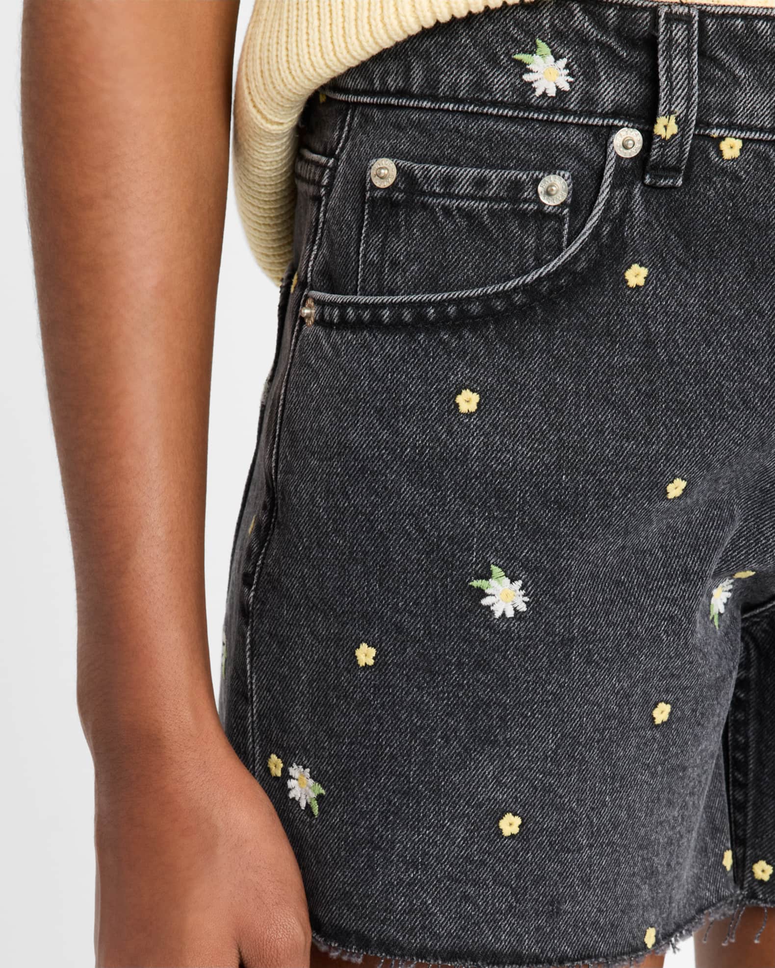 Rails Mesa Flower Embroidered Jean Shorts | Neiman Marcus