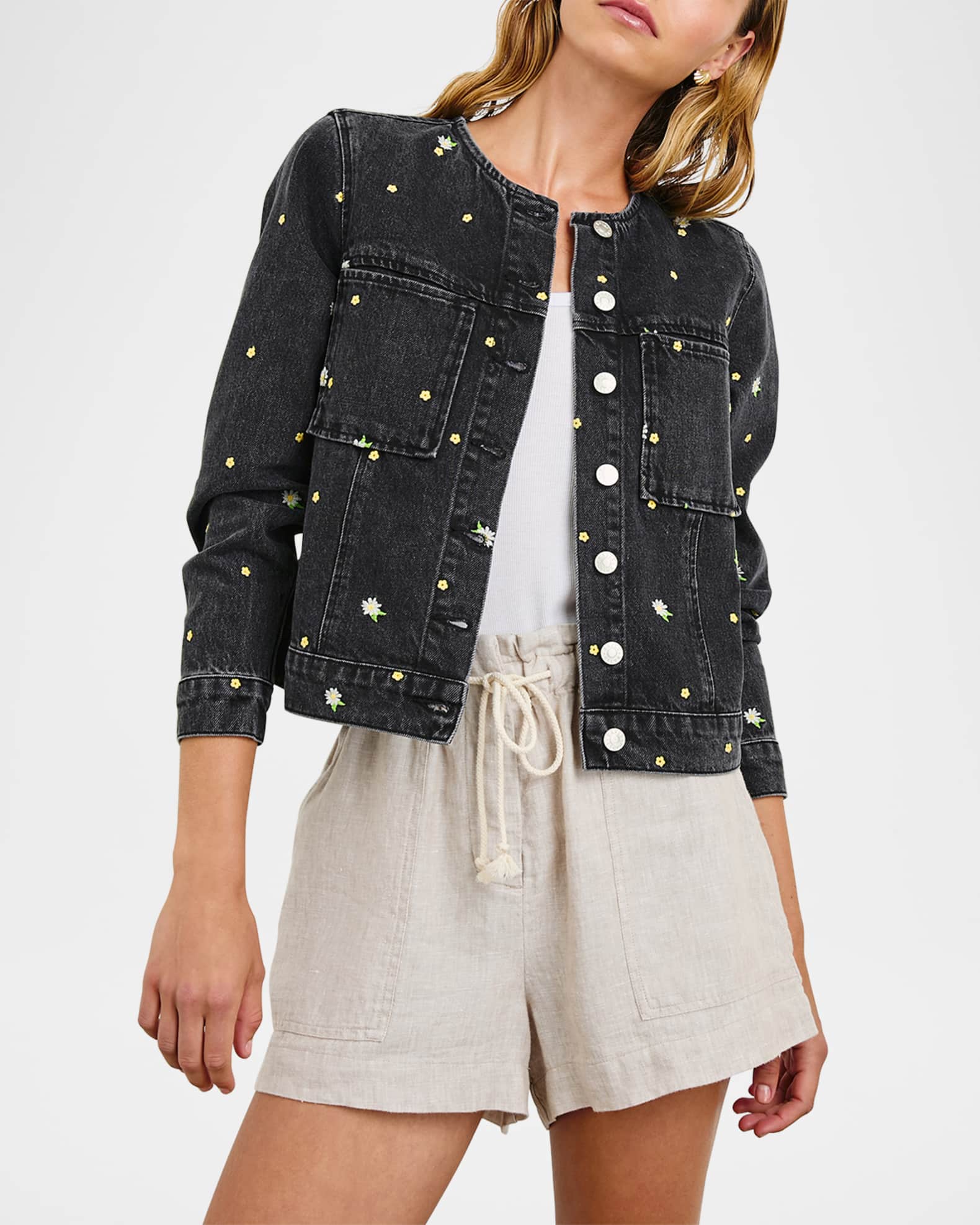 Rails Lido Embroidered Denim Jacket | Neiman Marcus