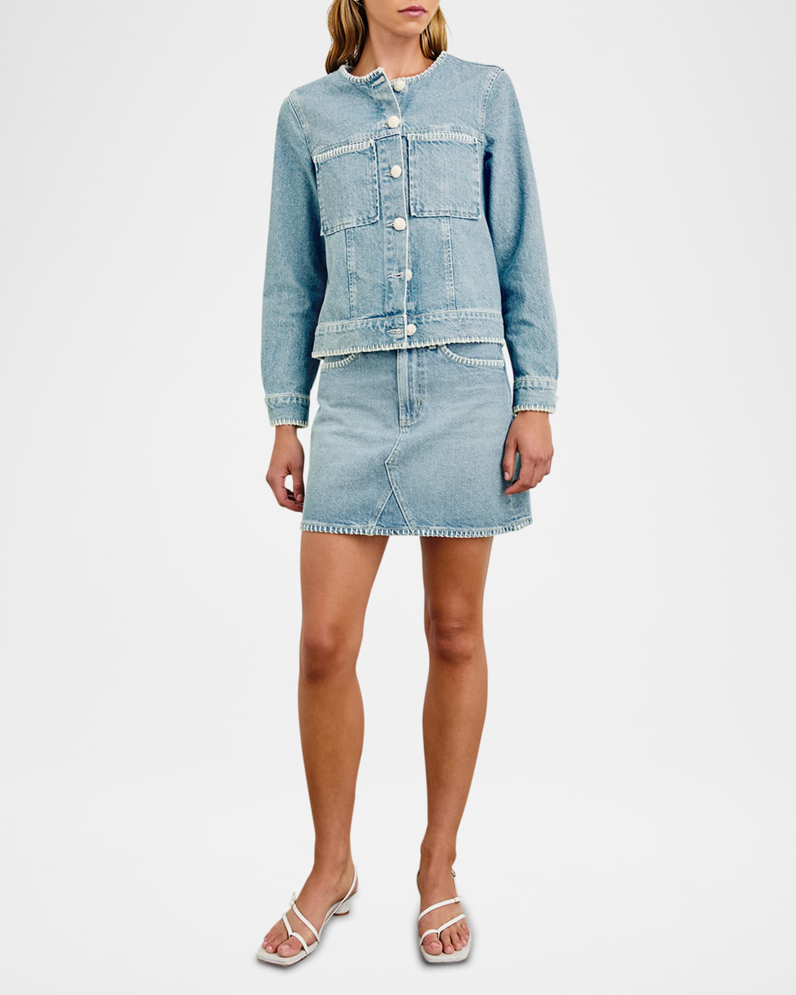Rails Lido Blanket Stitch Denim Jacket | Neiman Marcus