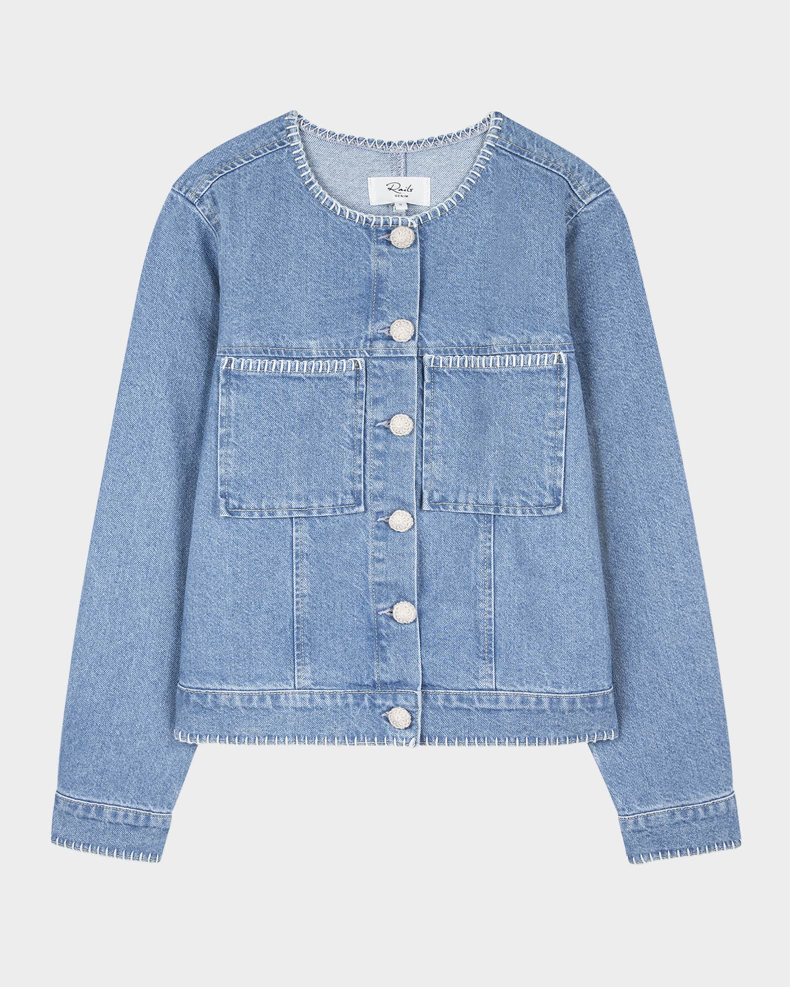 Rails Lido Blanket Stitch Denim Jacket | Neiman Marcus
