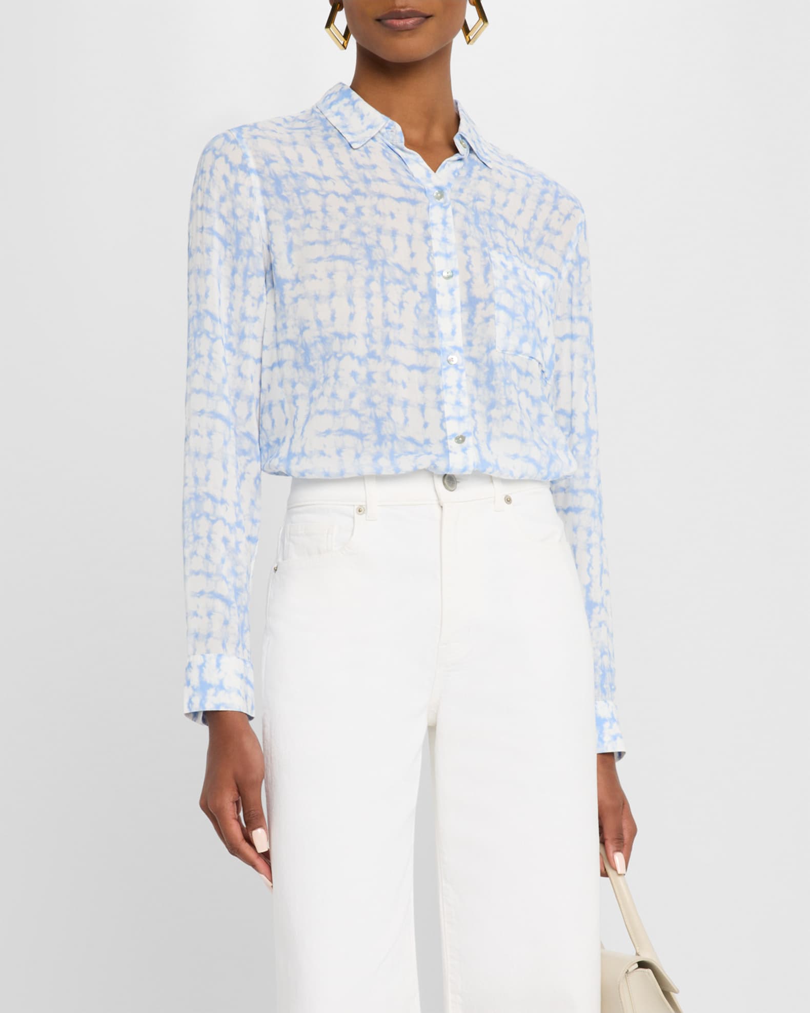 Rails Diffused Plaid Josephine Button-Front Blouse | Neiman Marcus