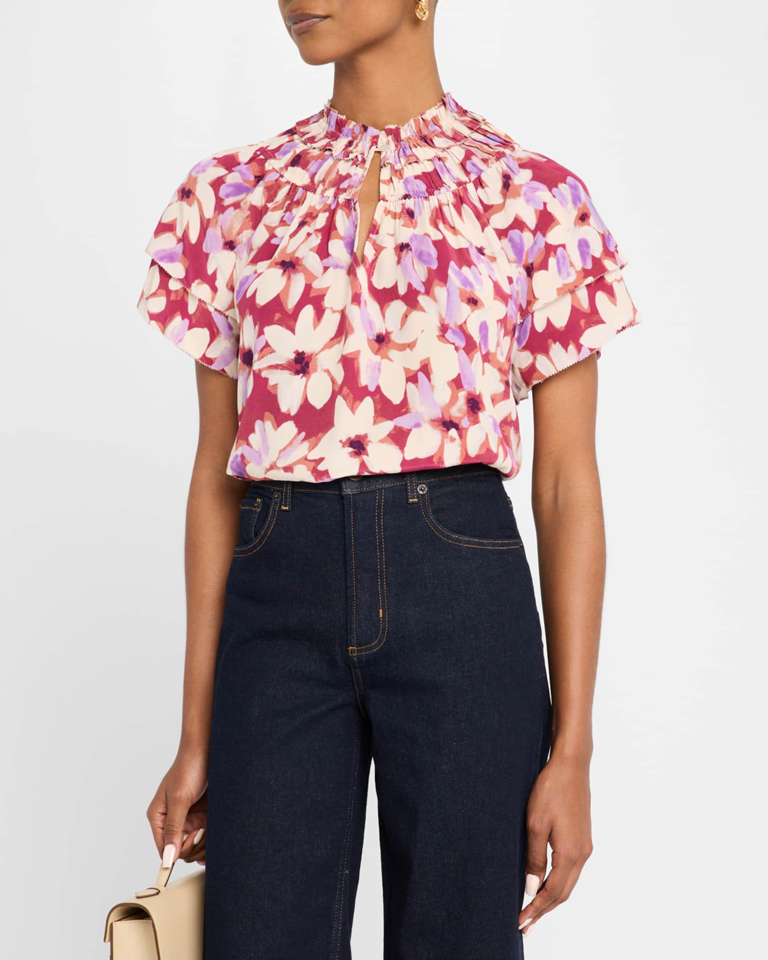 Rails Kamila Flutter-Sleeve Blouse | Neiman Marcus