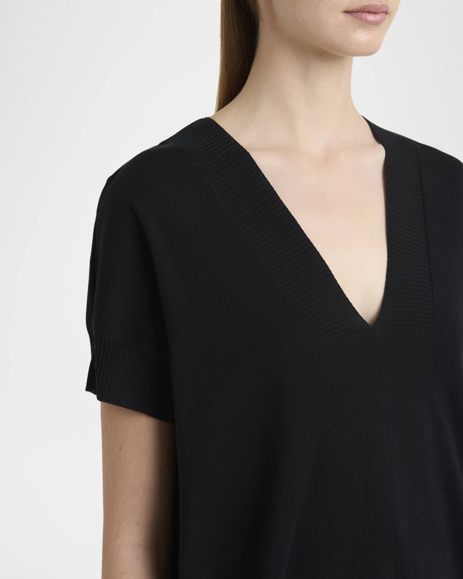 Plan C V-Neck Low-Back Knit Sweater | Neiman Marcus