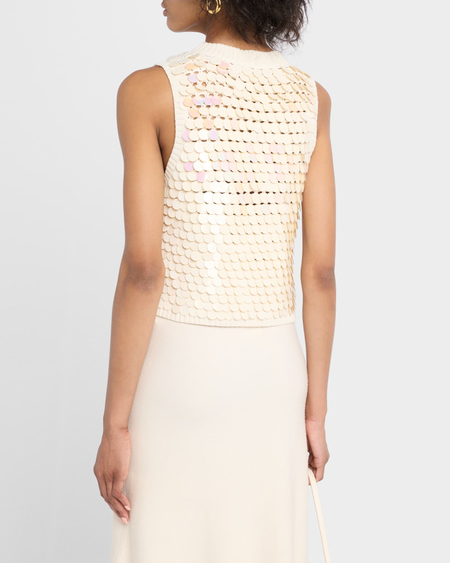 ELEVEN SIX Cora Paillette Crochet-Stitch Crop Tank | Neiman Marcus