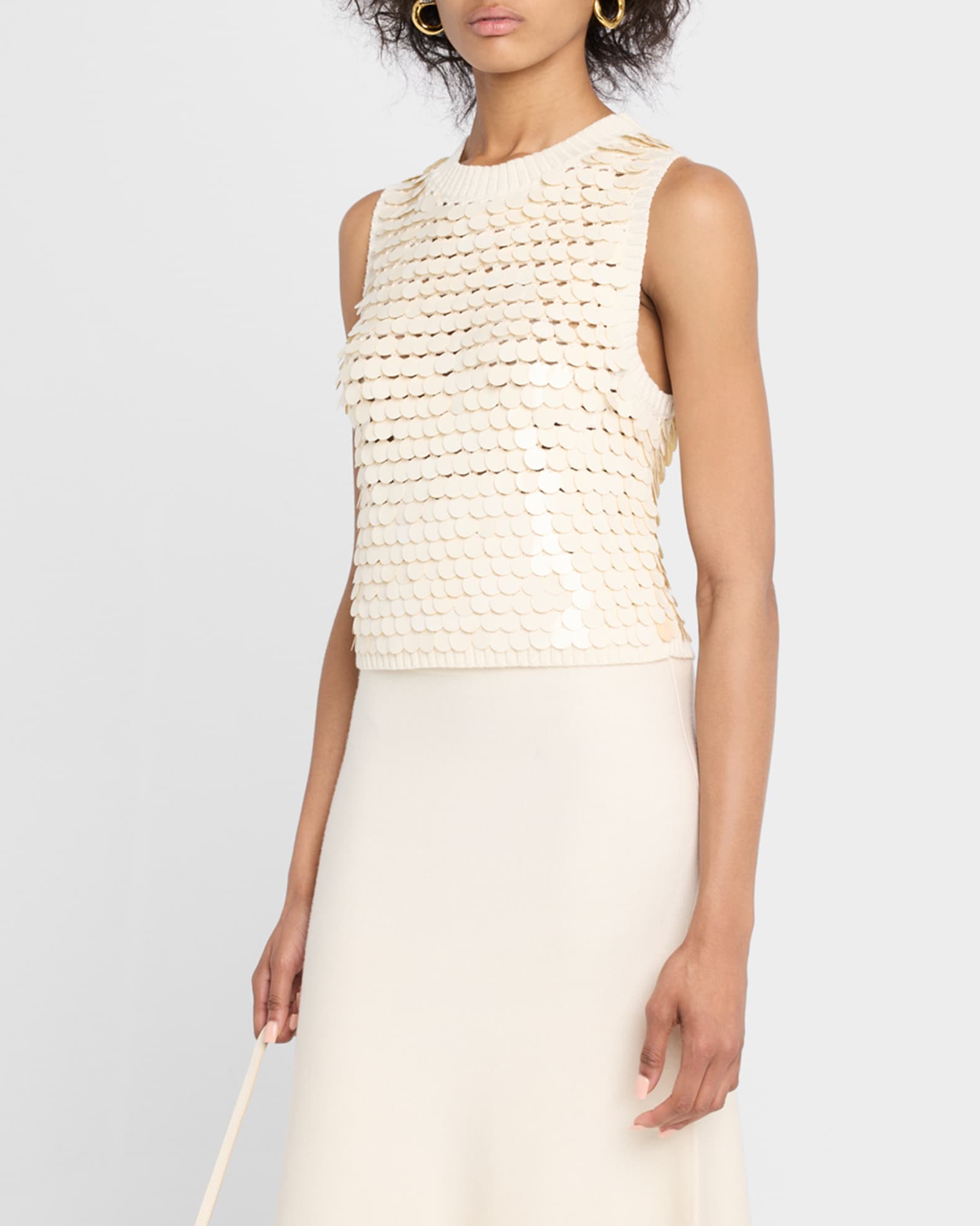 ELEVEN SIX Cora Paillette Crochet-Stitch Crop Tank | Neiman Marcus
