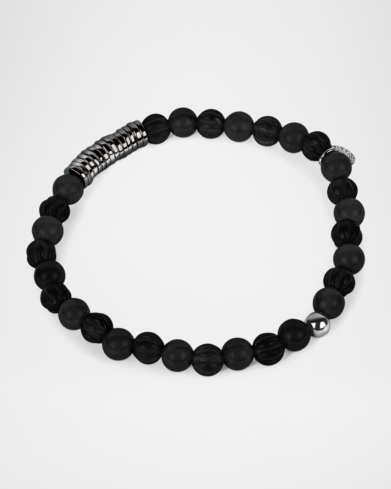 Tateossian Men's Classic Discs Black Agate Beaded Bracelet | Neiman Marcus